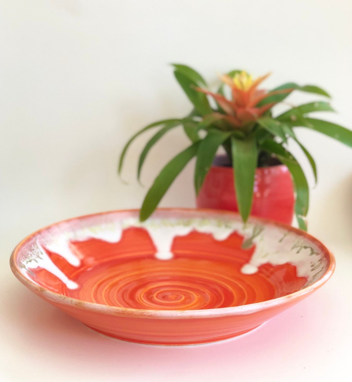 Orange Modern Plate, Modern Ceramic Wall Plate, Pottery Plate Orange ...