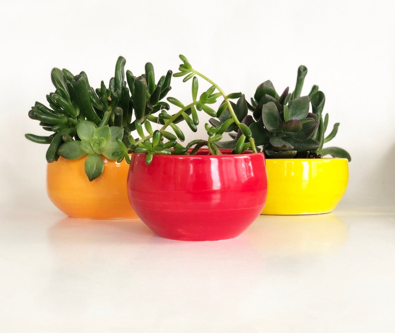 Small Red Planter, Red Pot, Ceramic Red Planter, Candy Apple Red, Small ...