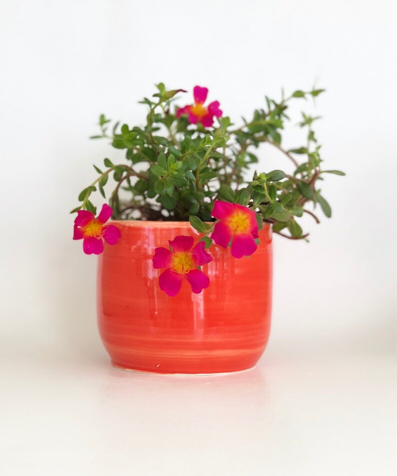 Red Planter Pot Ceramic Flower Pot Handmade Flower Pot - Etsy