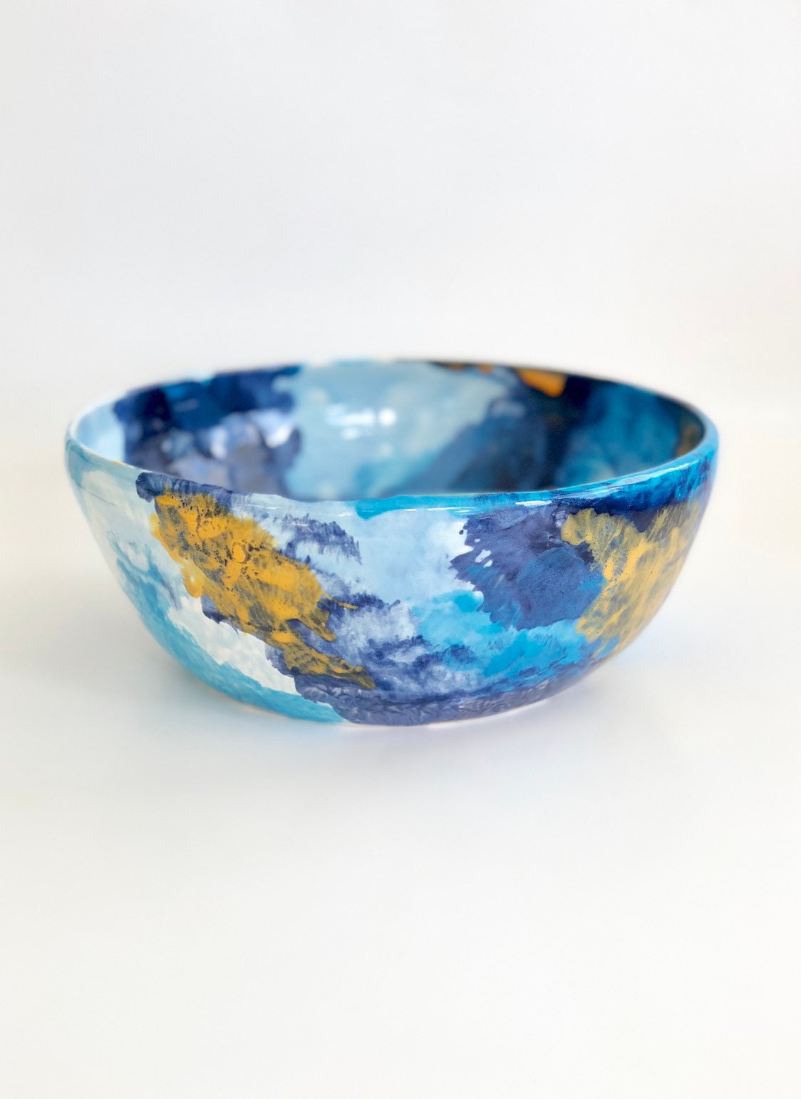 Blue Orange Abstract Handmade Bowl