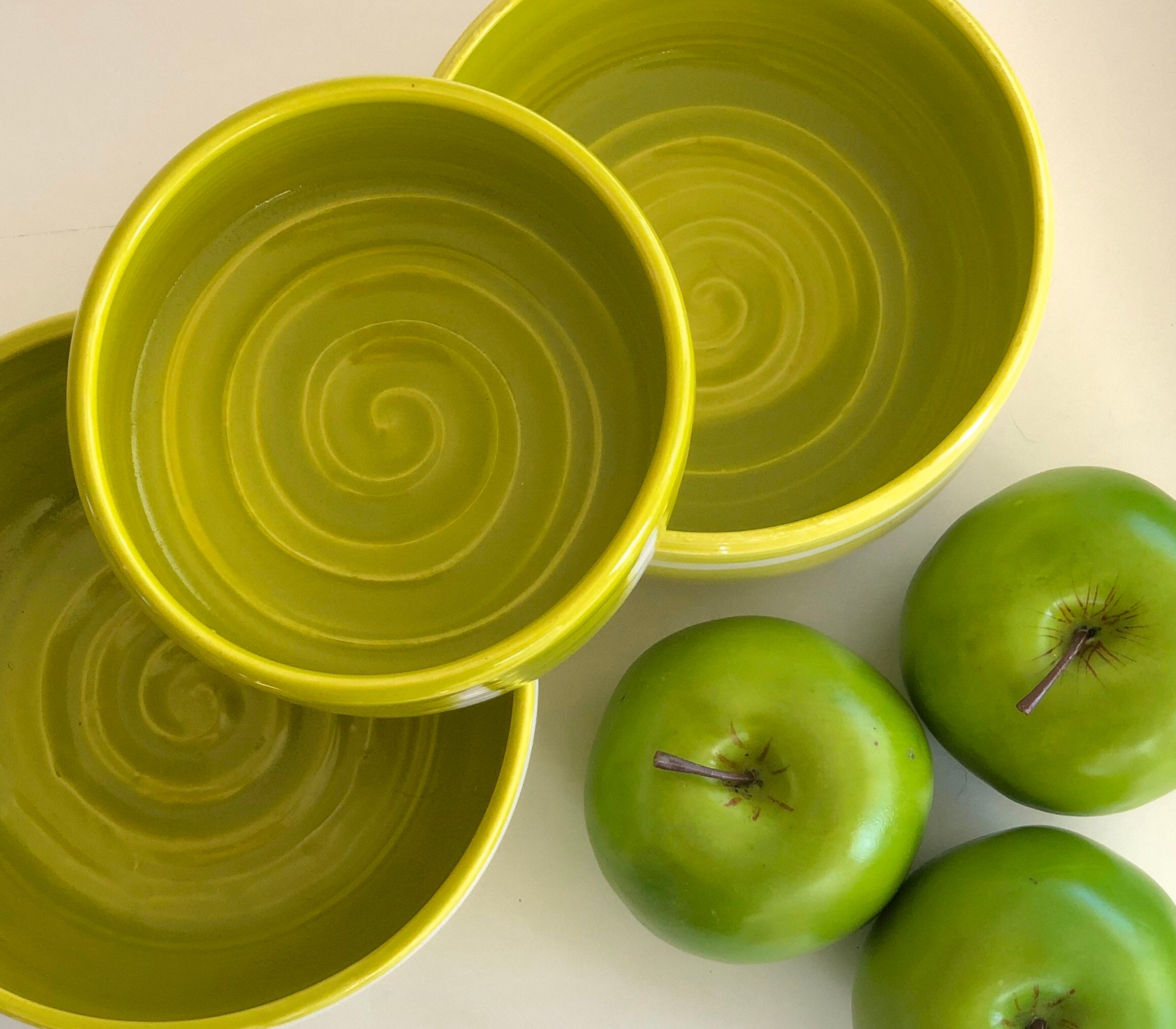 Chartreuse Bowl, Handmade Chartreuse Bowl, Lime Green Pottery ...