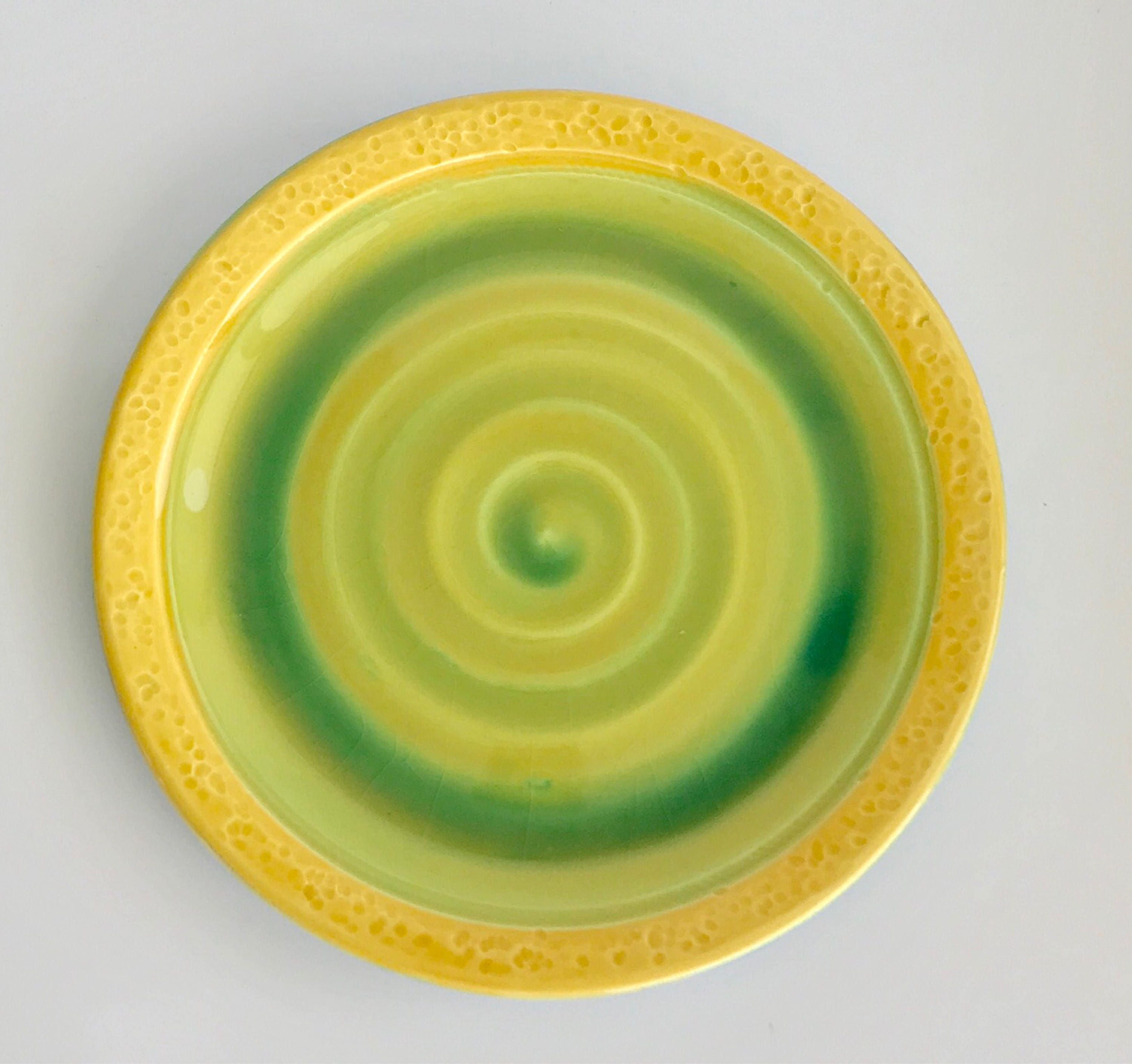 Yellow and Green Handmade Plate