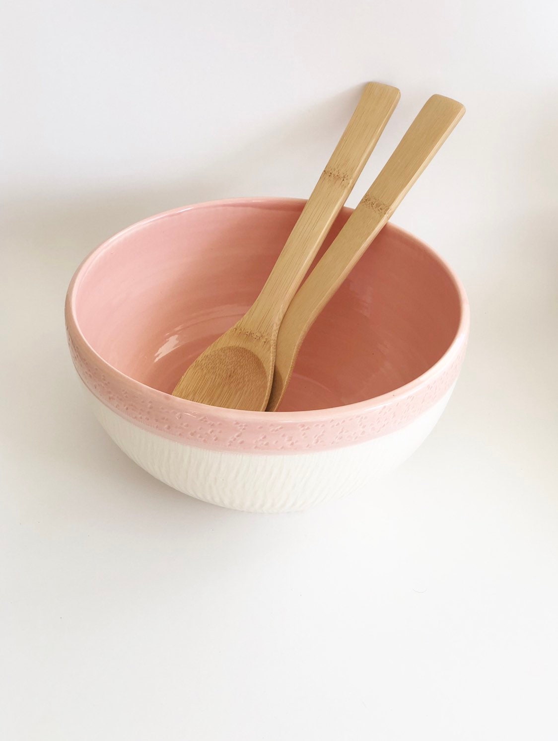 Pink and White Bowl, Pink Ceramic Bowl, Boho Ceramic Bowl, Pink Pottery ...