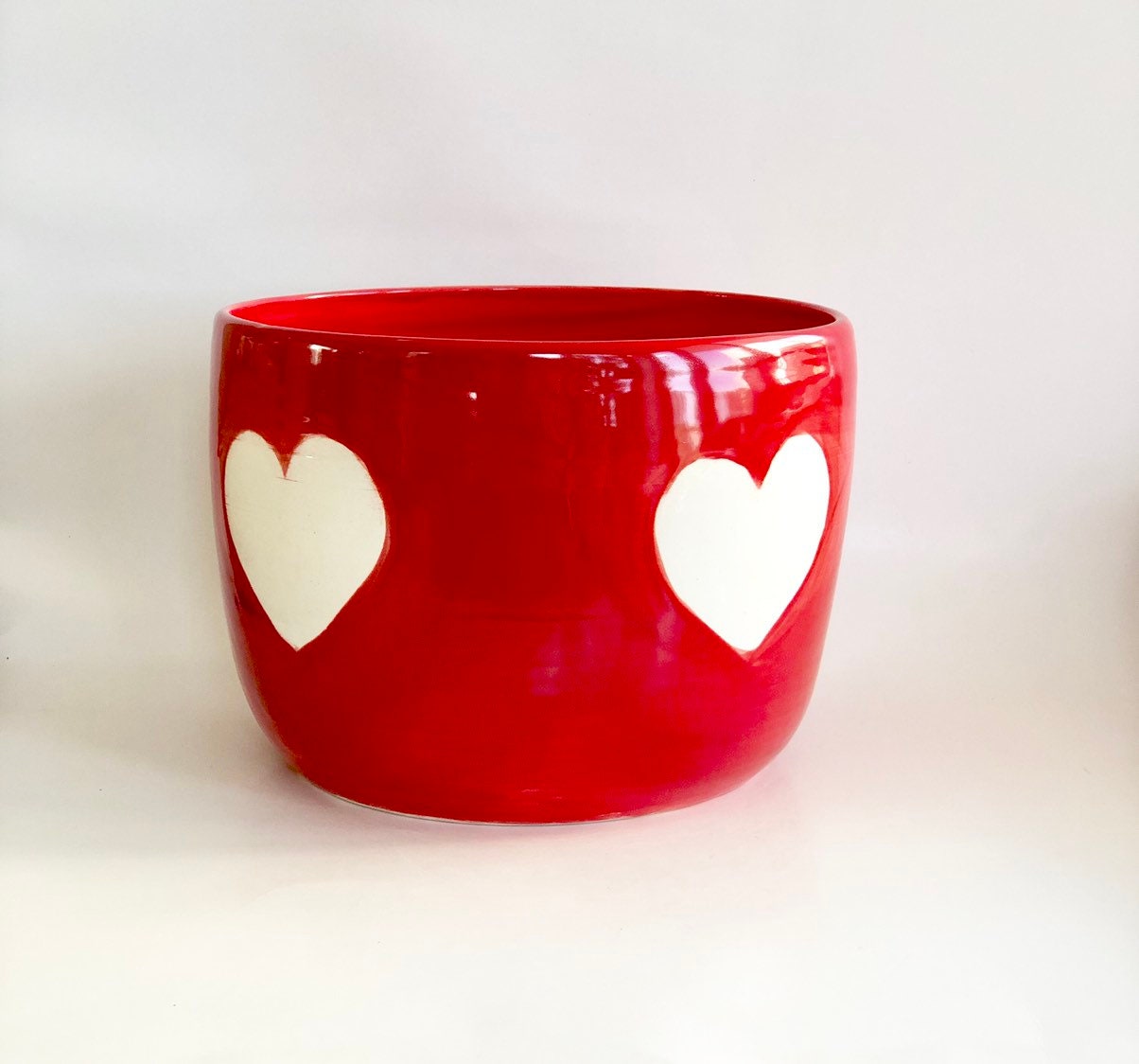 Heart Planter Pot, Heart Pot, Red Planter, Handmade Red Planter ...