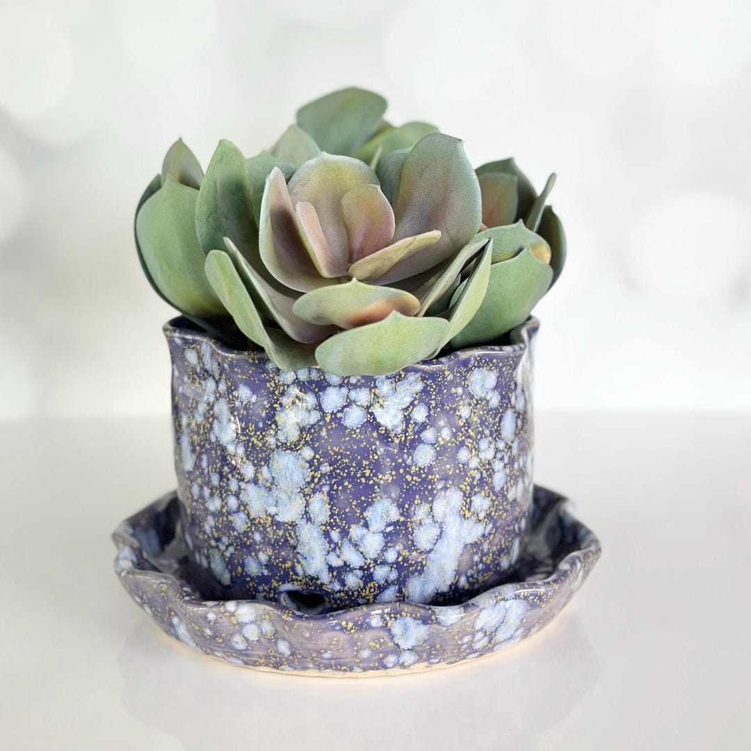 Purple Ceramic Planter Pot: Indoor Garden Decor, Plant Lover Gift - Etsy