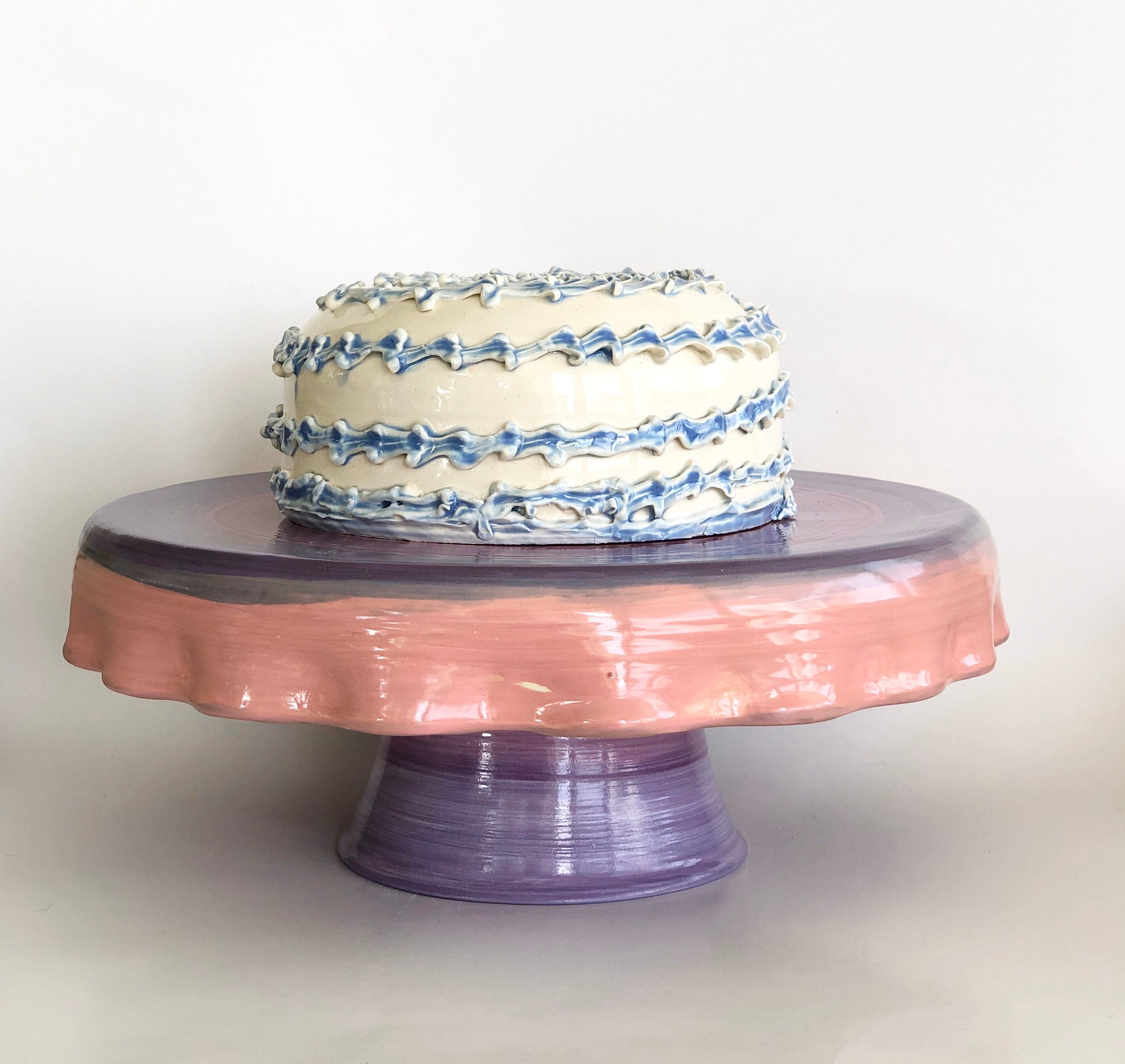 Reversible Cake Stand/ Hors D'oeuvres Server in Pink and Lavender