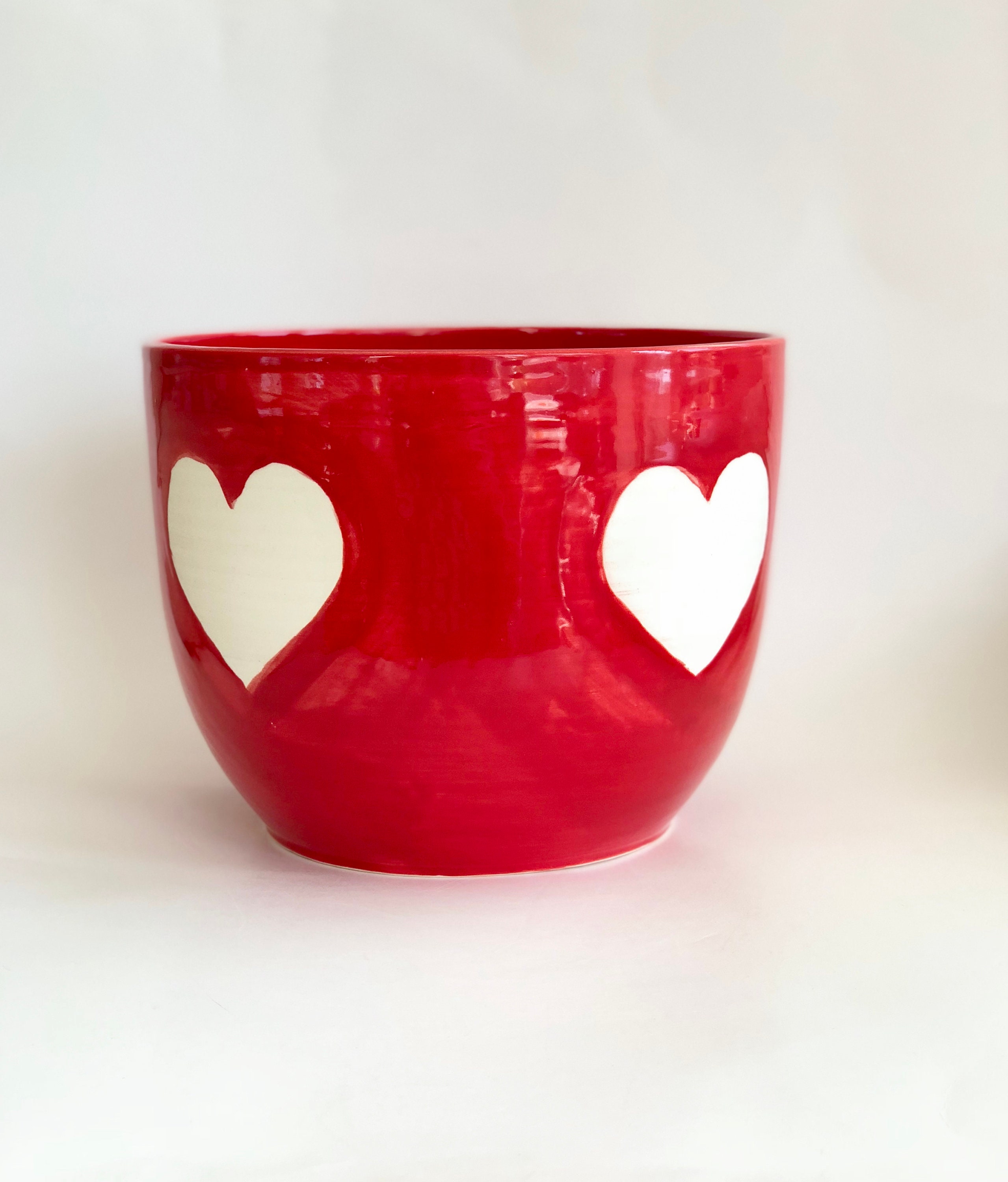 Heart Planter Pot, Heart Pot, Red Planter, Handmade Red Planter ...