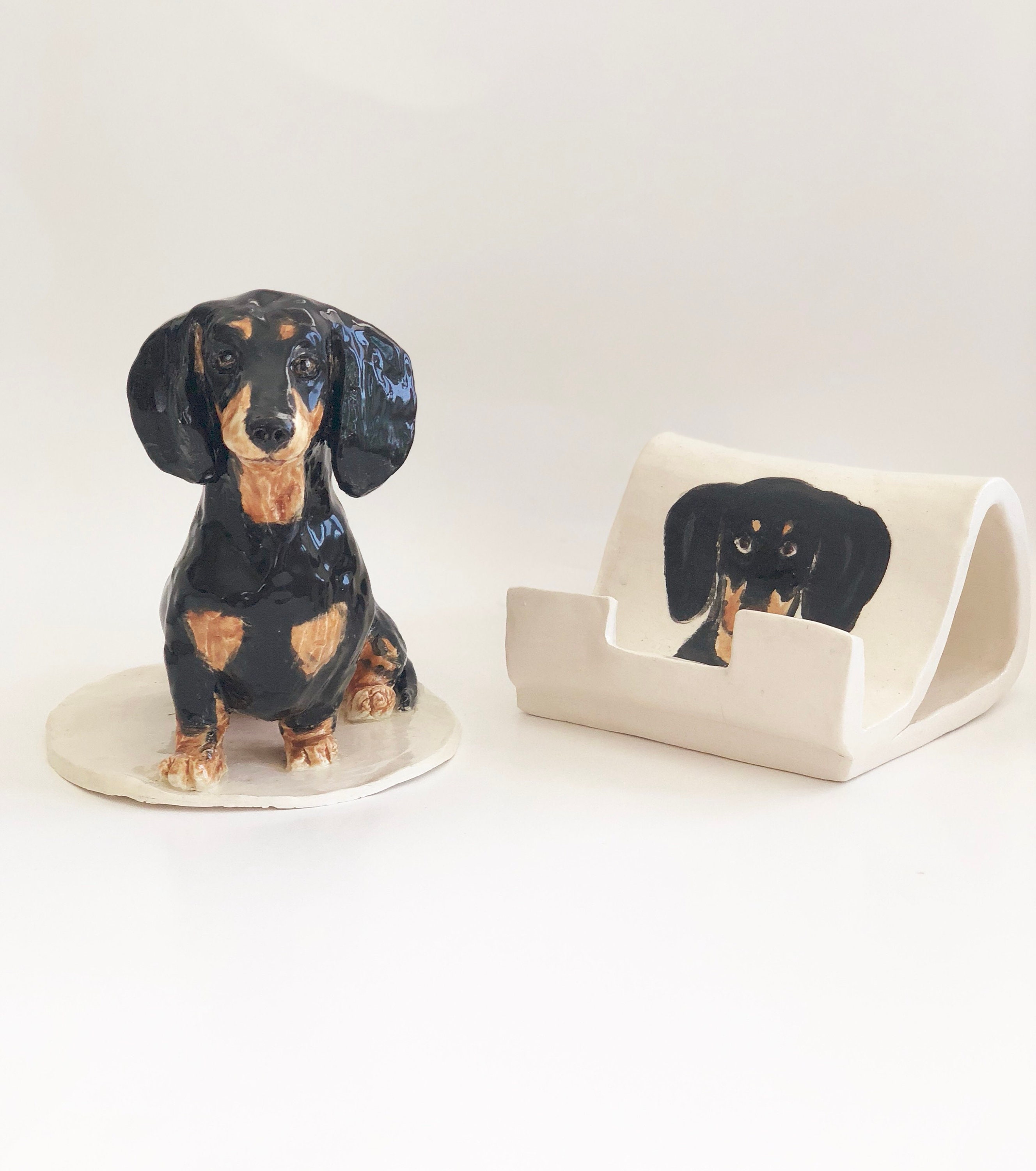 Dachshund Paperweight Handsculpted Ceramic