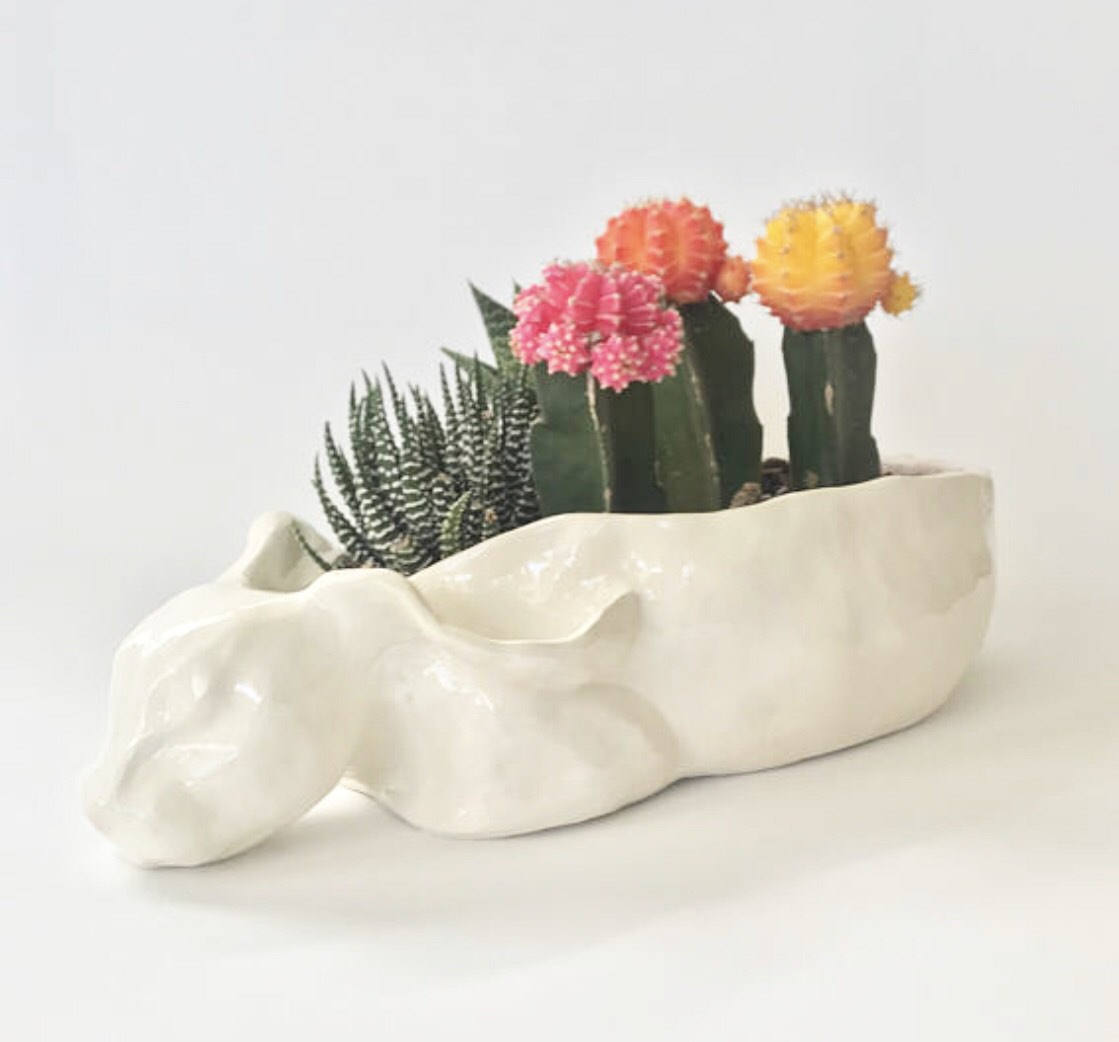 Rabbit Planter, Rabbit Lover Gift, Rabbit Collector, Bunny Planter ...