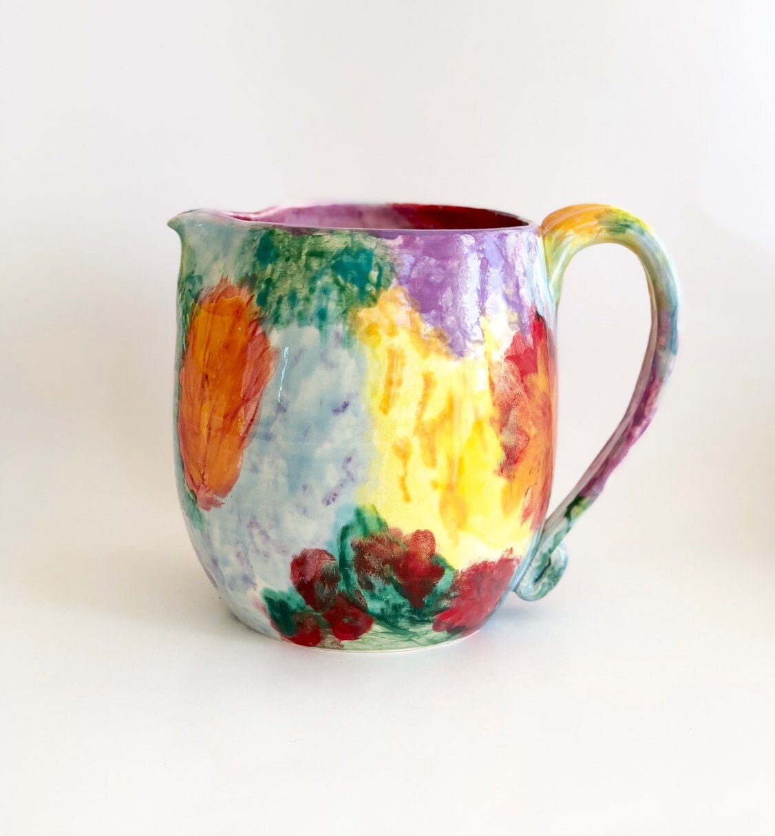 Ceramic Pitcher, Water Pitcher, Hand Painted Pitcher, Summer Pitcher ...