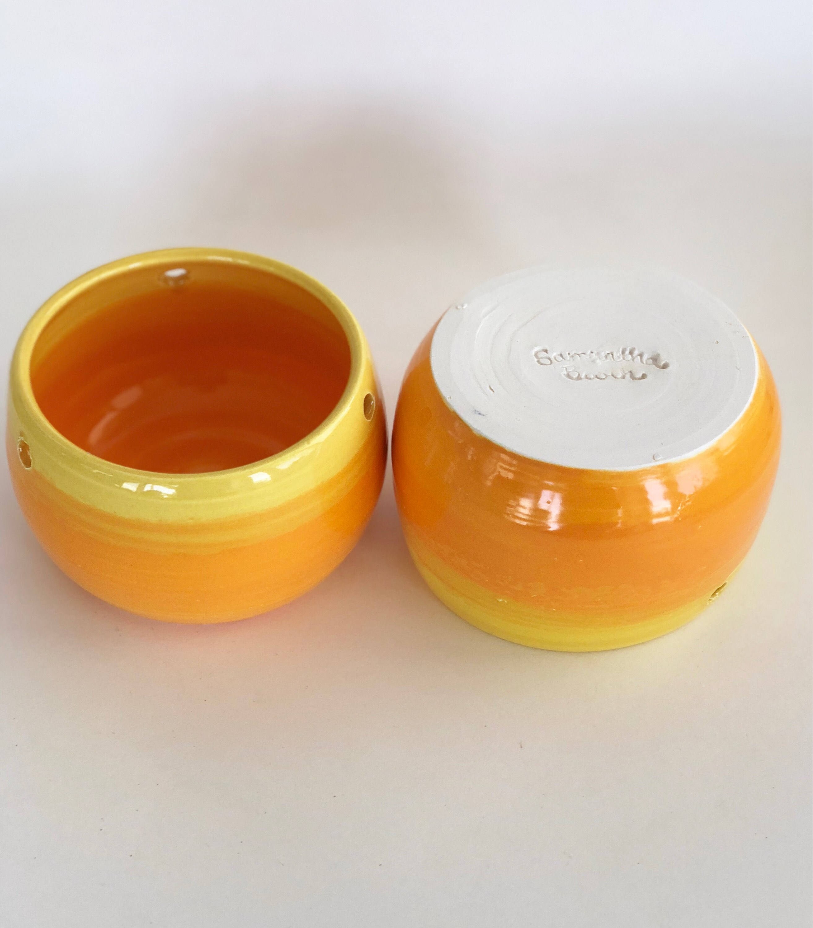 Hanging Planter Indoor, Orange Planter, Ceramic Hanging Planter ...