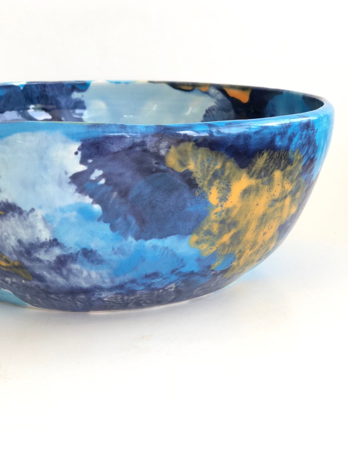 Blue Orange Abstract Handmade Bowl