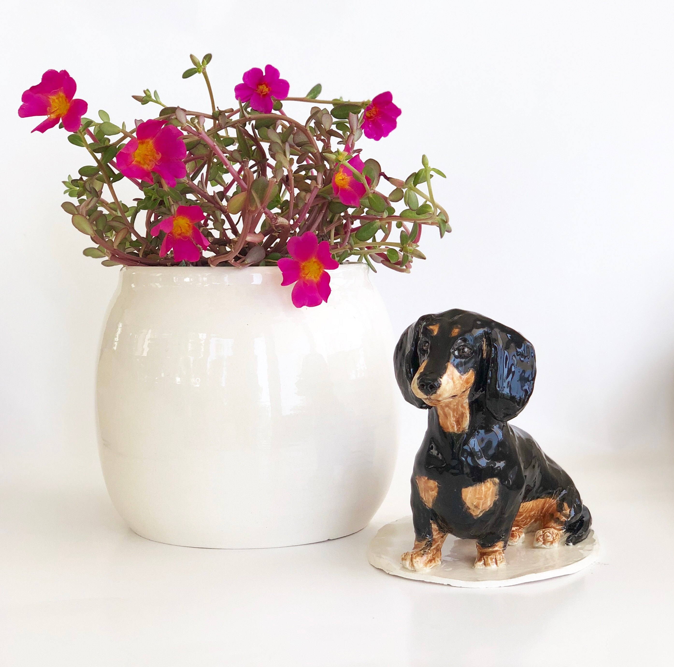 Dachshund Paperweight Handsculpted Ceramic