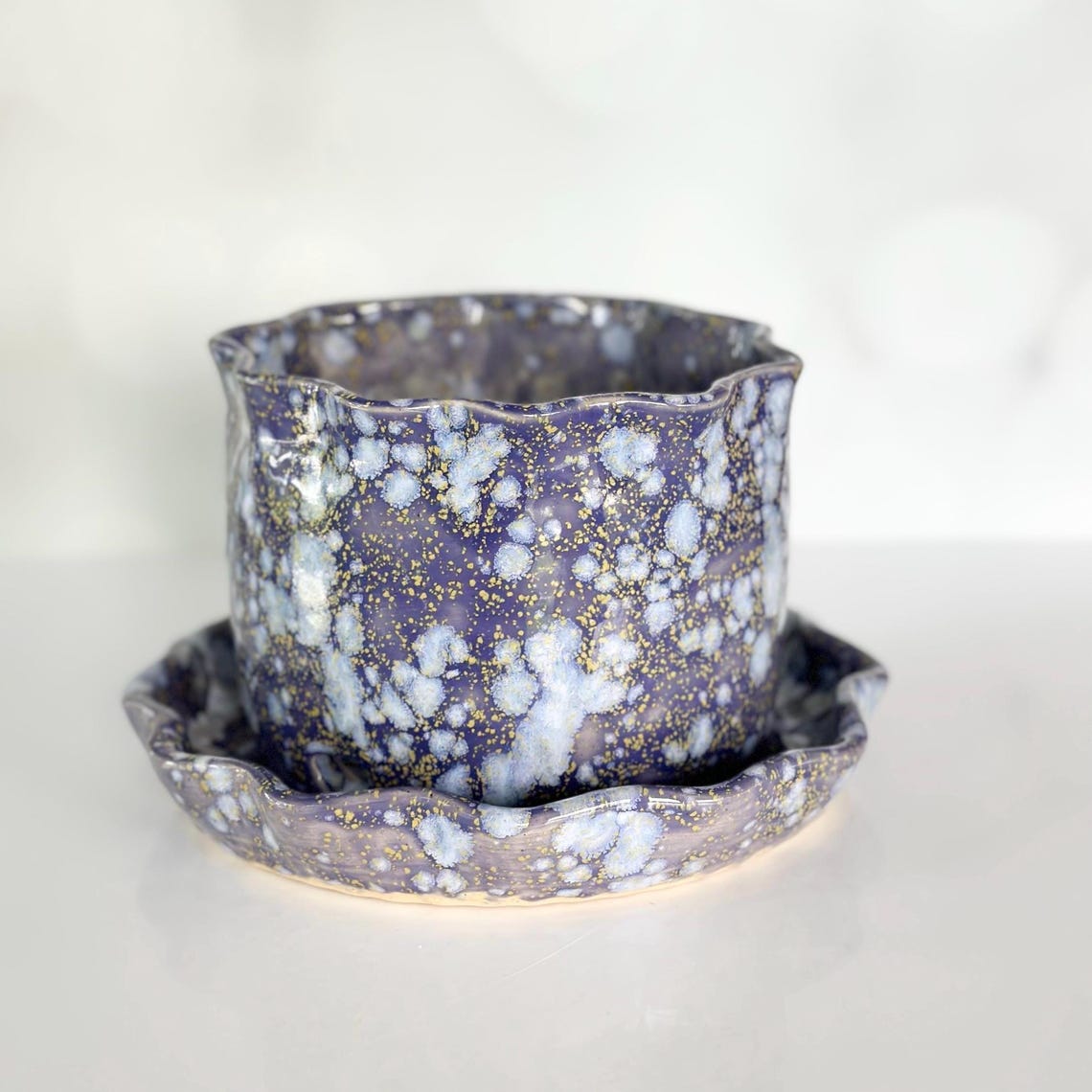 Purple Ceramic Planter Pot: Indoor Garden Decor, Plant Lover Gift - Etsy