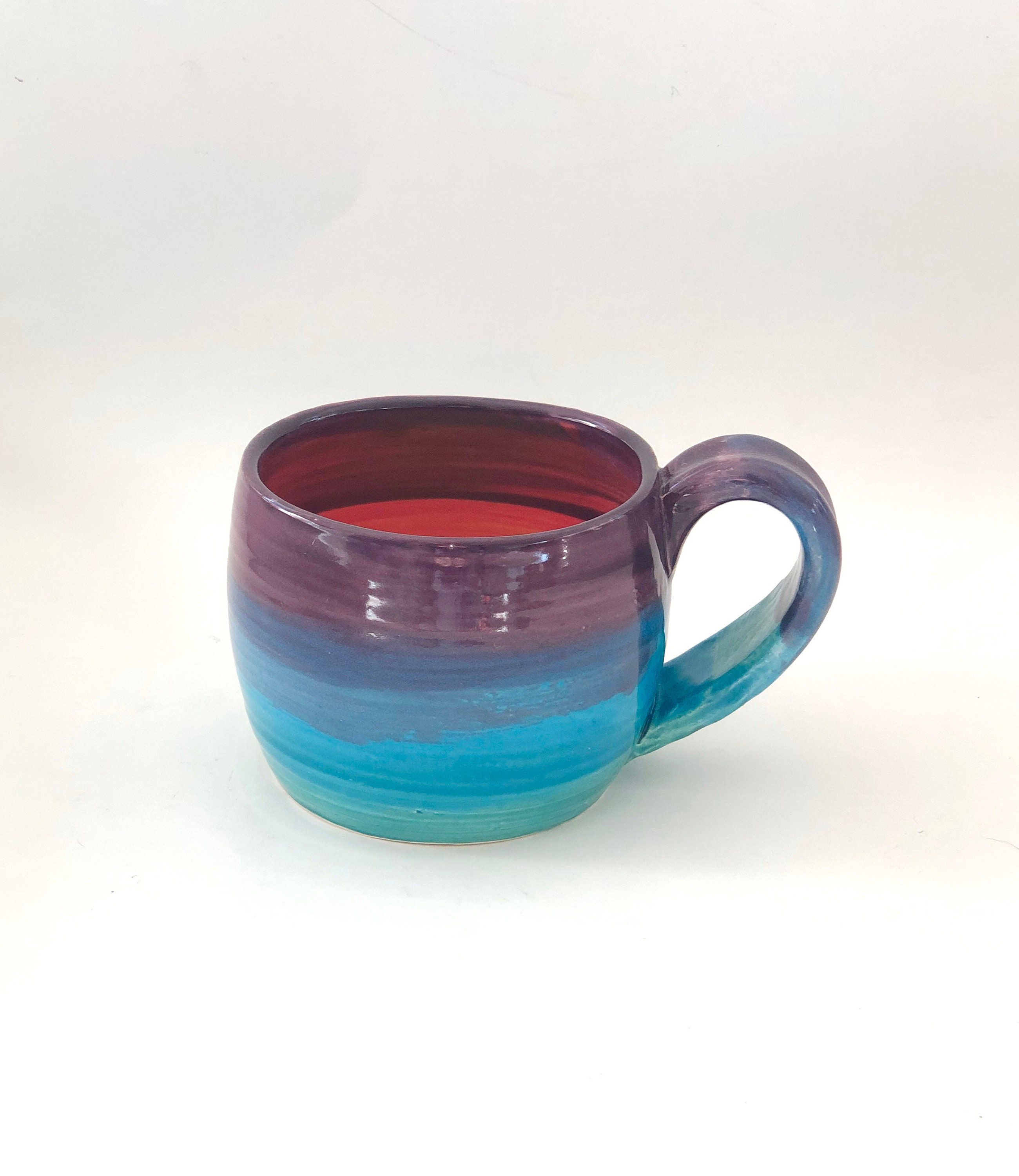 Rainbow Mug, Coffee Mug, Handmade Mug, Pottery Mug, Coffee Lover Gift ...