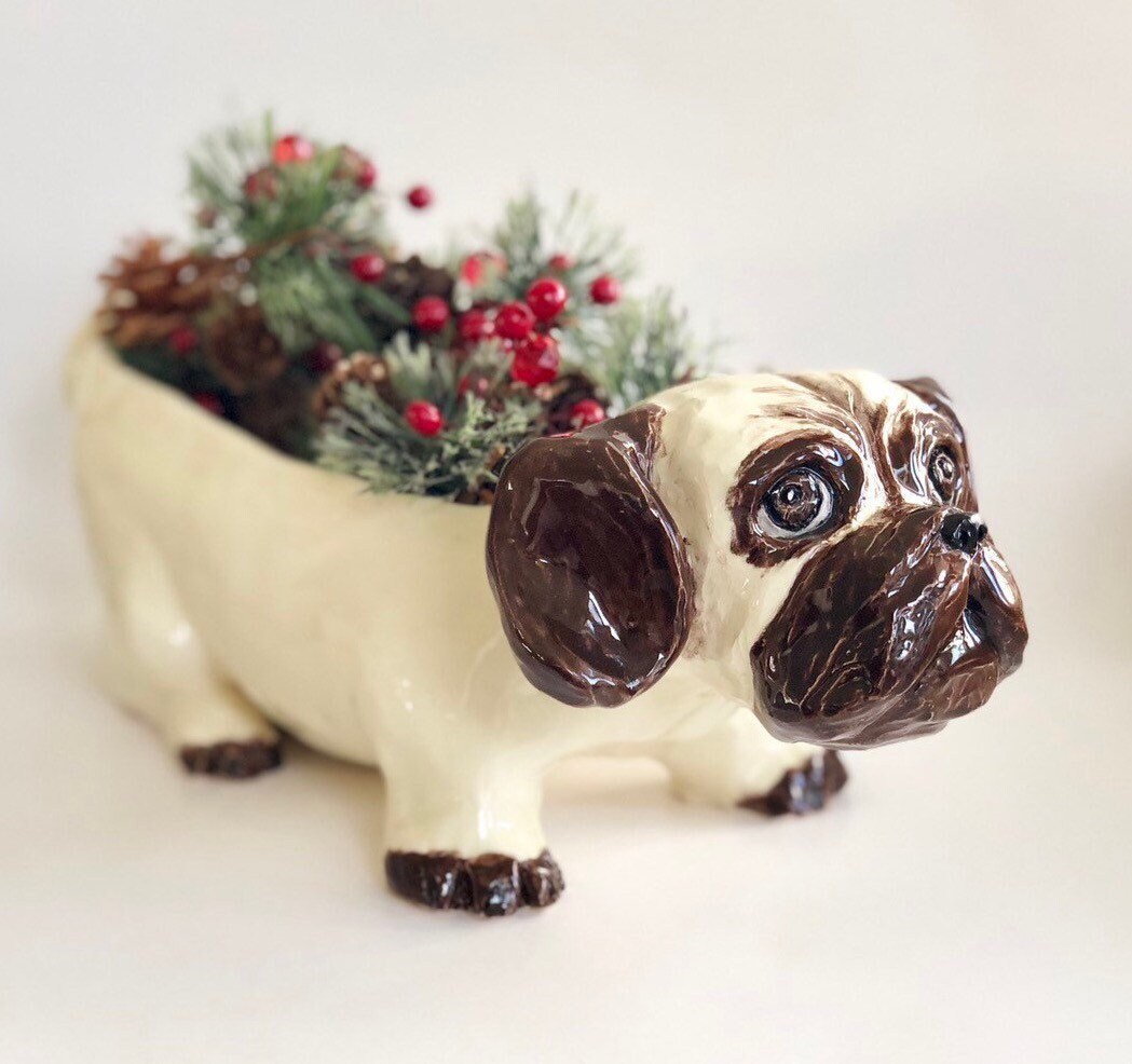 Pug Succulent Pot, Pug Succulent Planter, Pug Pot, Pug Lover Gift ...