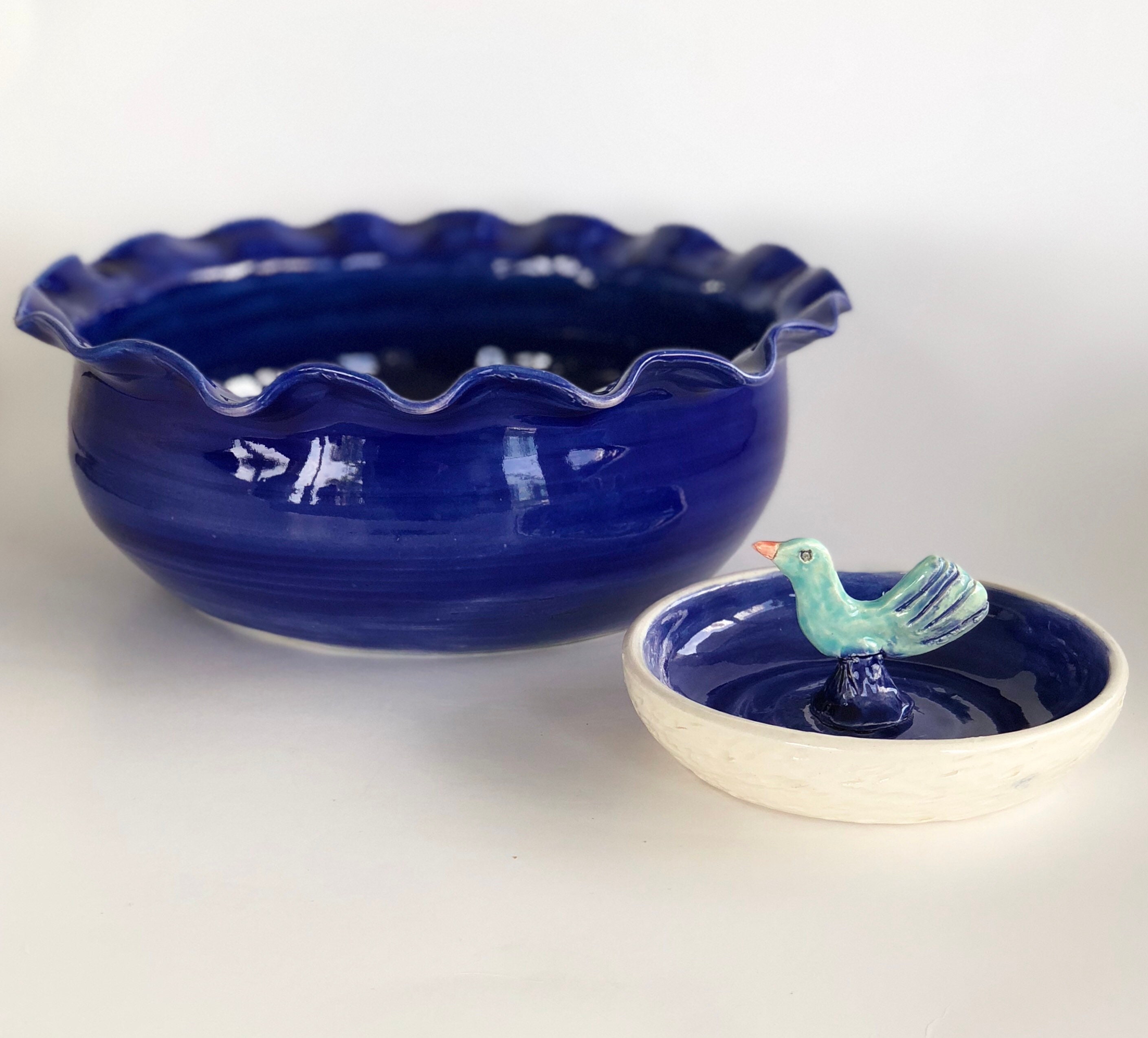 Handmade Blue Bowl, Cobalt Bowl, Pottery Serving Bowl, Blue Pottery ...