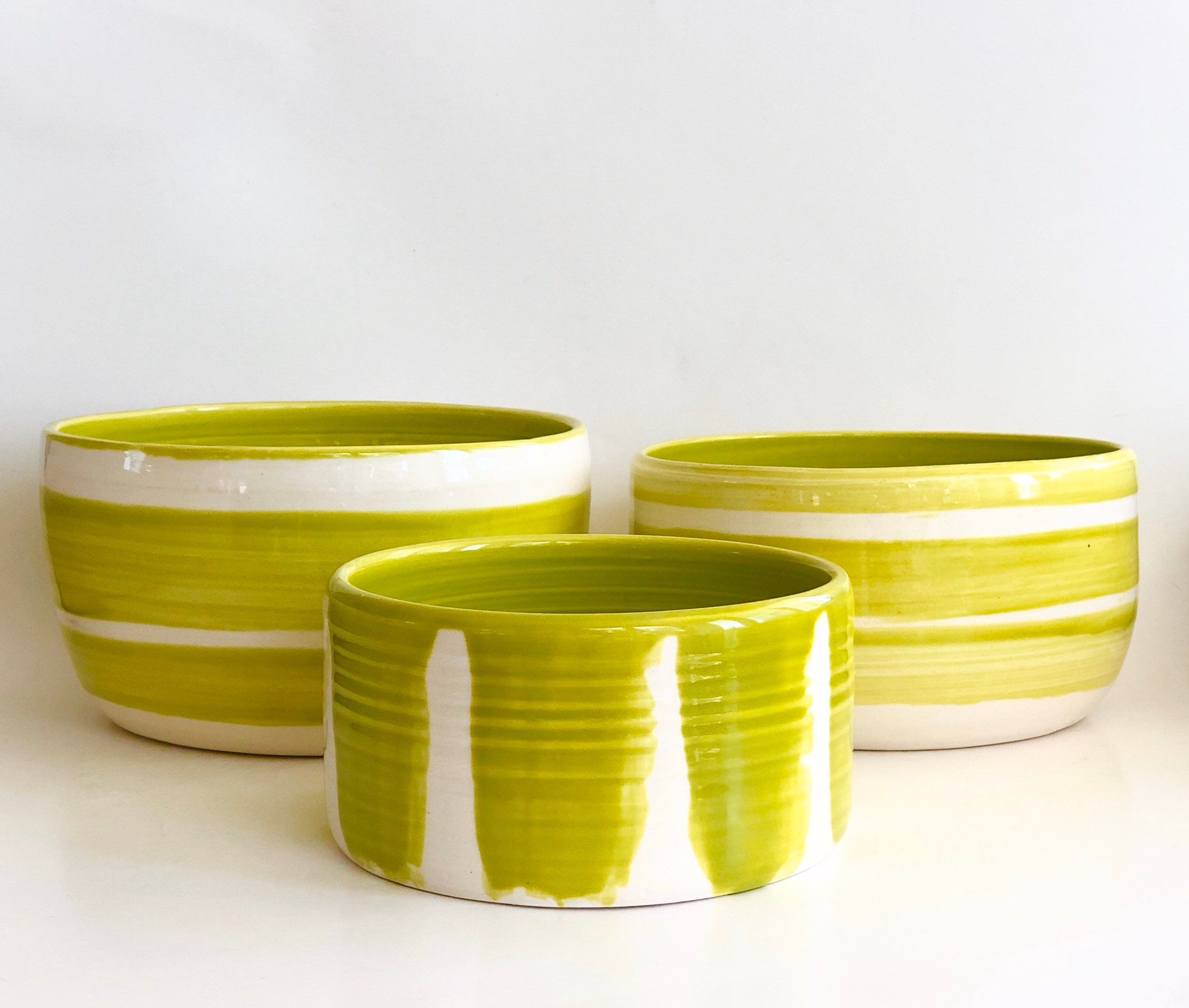 Chartreuse Bowl, Handmade Chartreuse Bowl, Lime Green Pottery ...