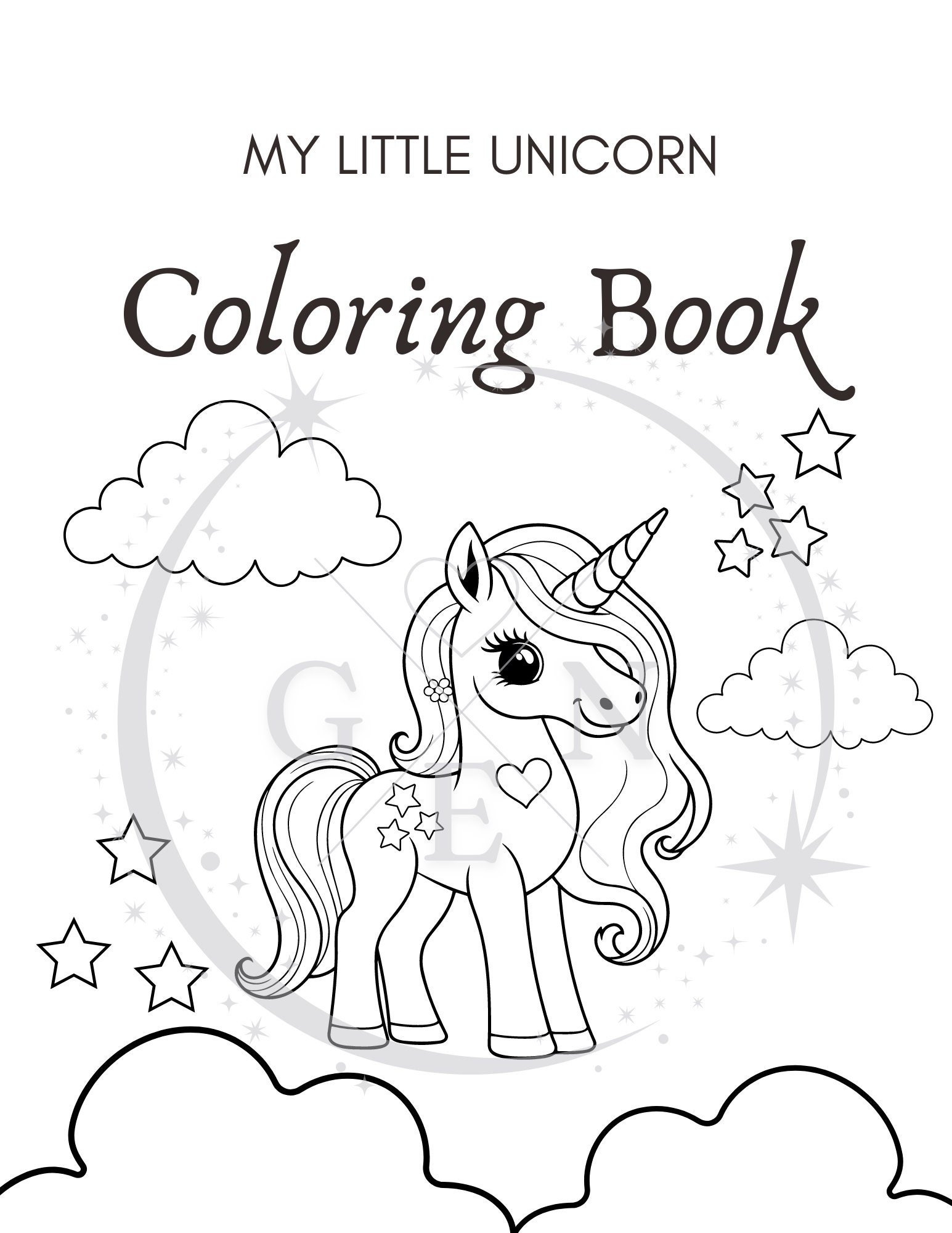 Kids Unicorn Coloring Book ( Digital Print ) *black + White Copy* - Etsy