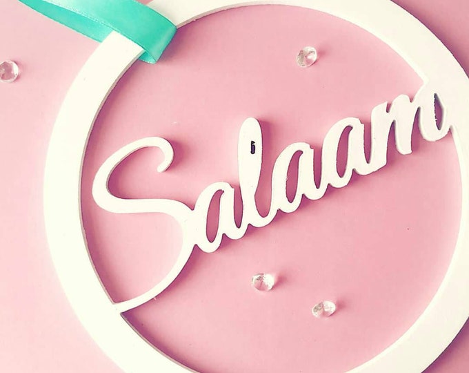 Wood Sign Wall Hanging Salaam Greeting Home Decor Islamic Art Party ...