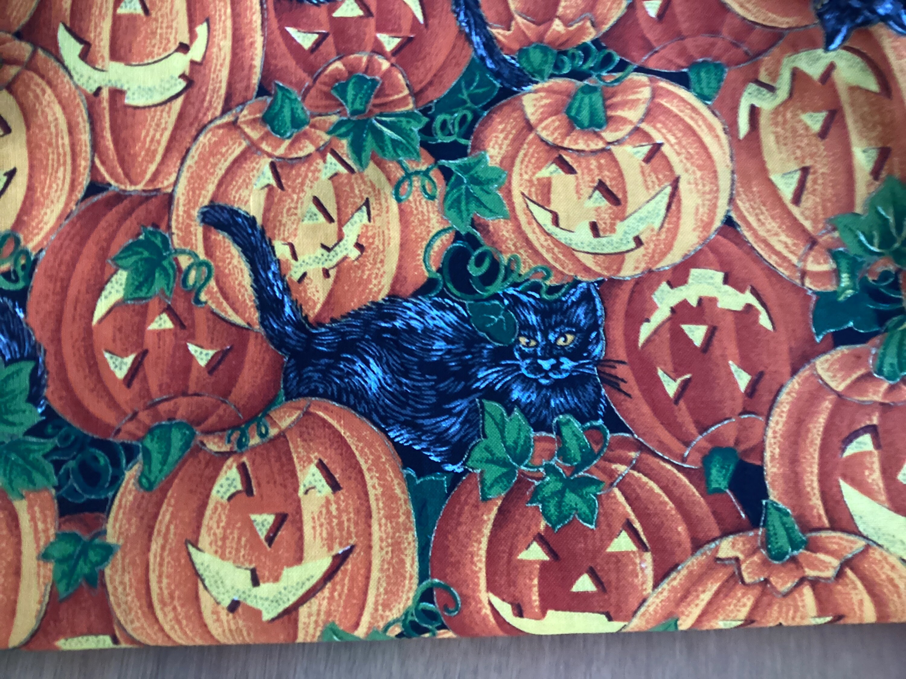 Jack O Lantern Cats Halloween Fabric Joan Messmore for VIP - Etsy