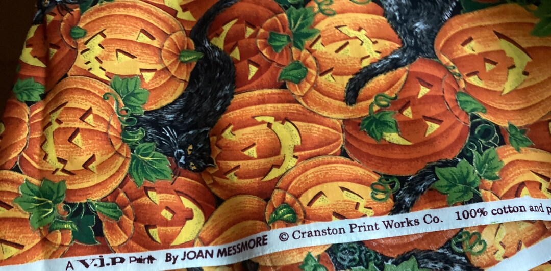 Jack O Lantern, Cats, Halloween Fabric Joan Messmore for VIP Prints ...