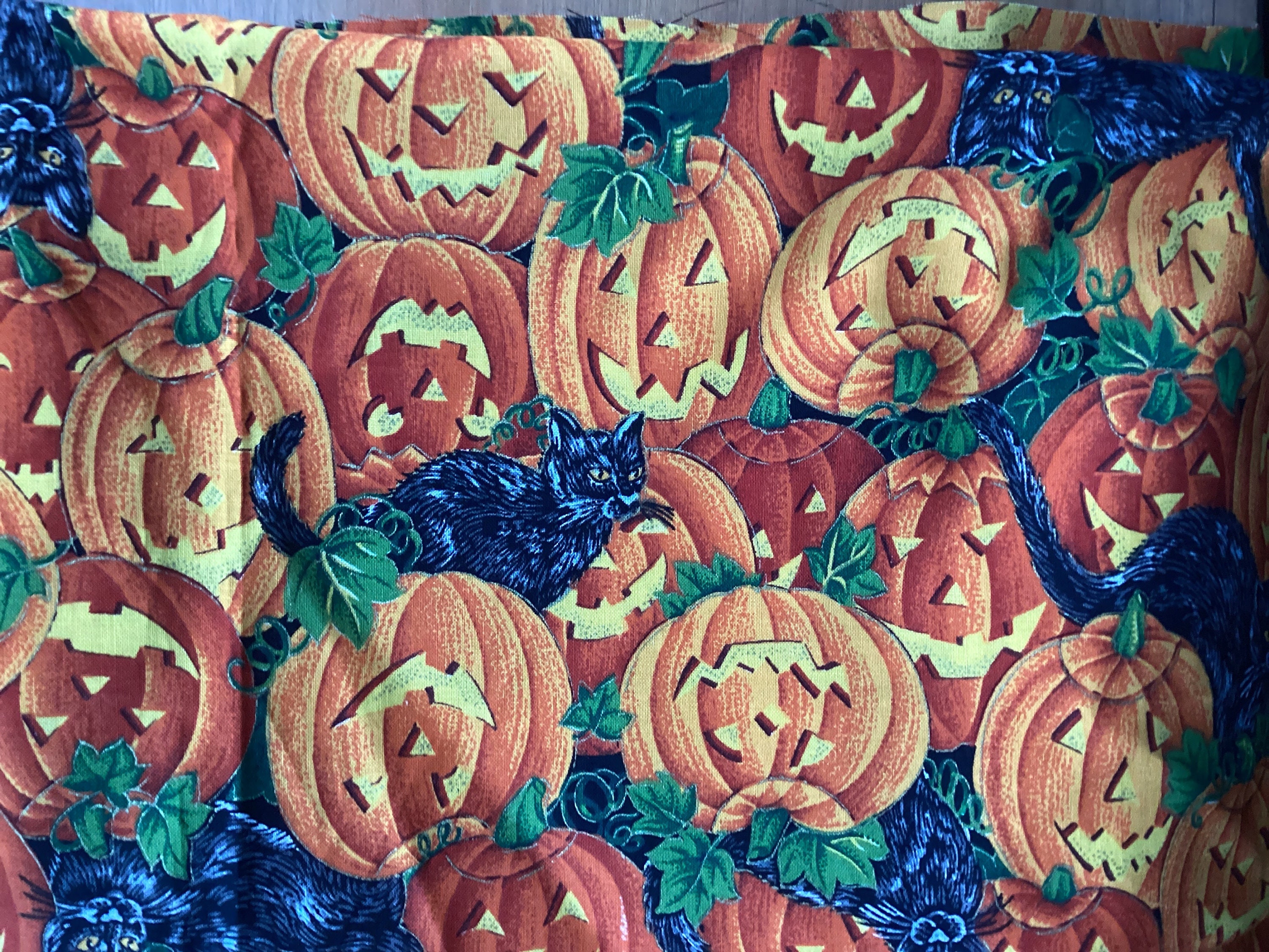 Jack O Lantern, Cats, Halloween Fabric Joan Messmore for VIP Prints ...