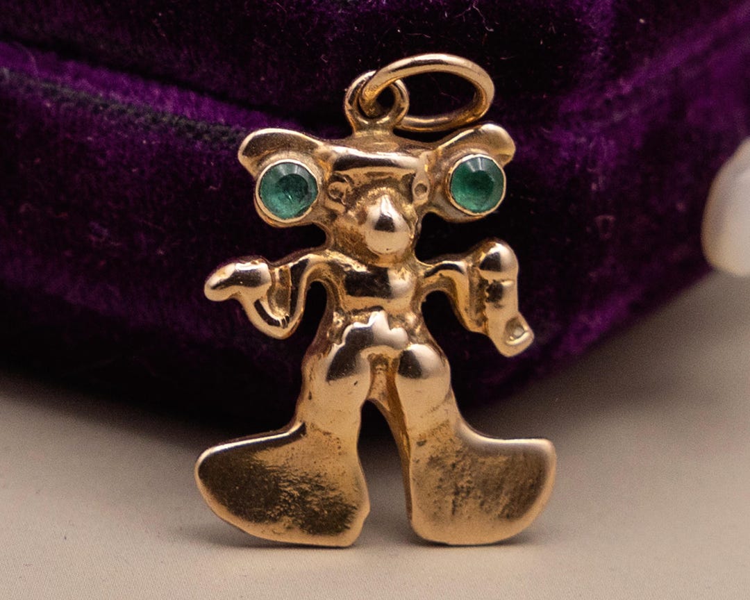 Amazing Vintage 14k Huaca | Mesoamerican Figure Pendant | Natural ...