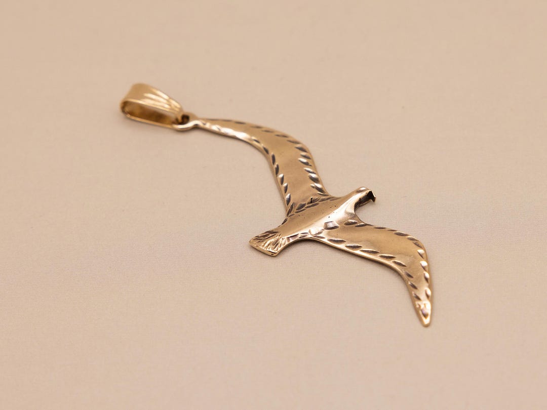 Large Vintage 10k Solid Gold Seagull Bird Pendant - Etsy
