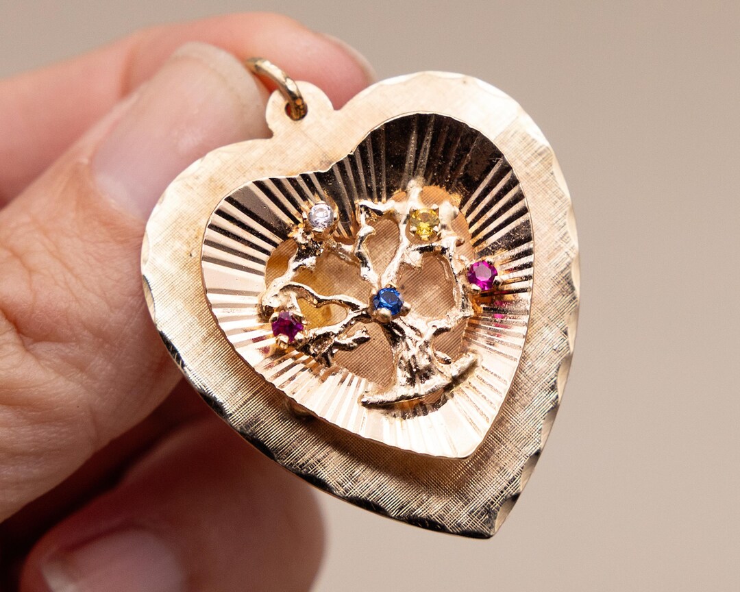Incredible Vintage MCM 14k Gold Tree of Life Heart Charm or Pendant | 8 ...