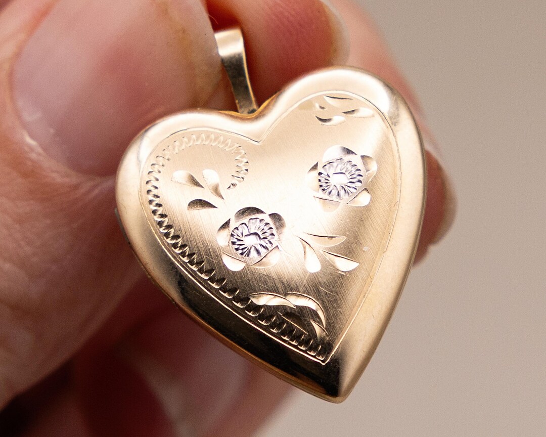 Vintage 14k Solid Gold Heart Locket With Room for Two Photos | Stacey ...
