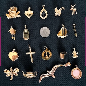 B: Vintage Solid Gold Charms 14k, 10k, 9k - Etsy
