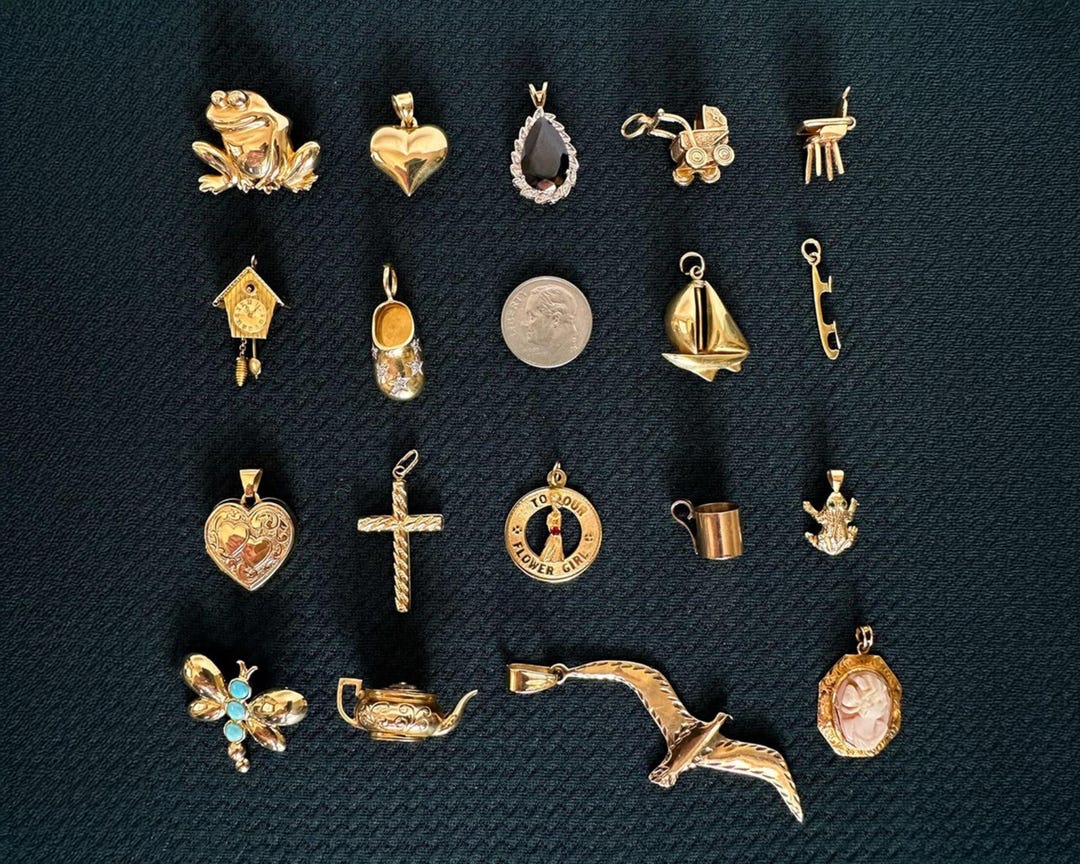 B: Vintage Solid Gold Charms 14k, 10k, 9k - Etsy