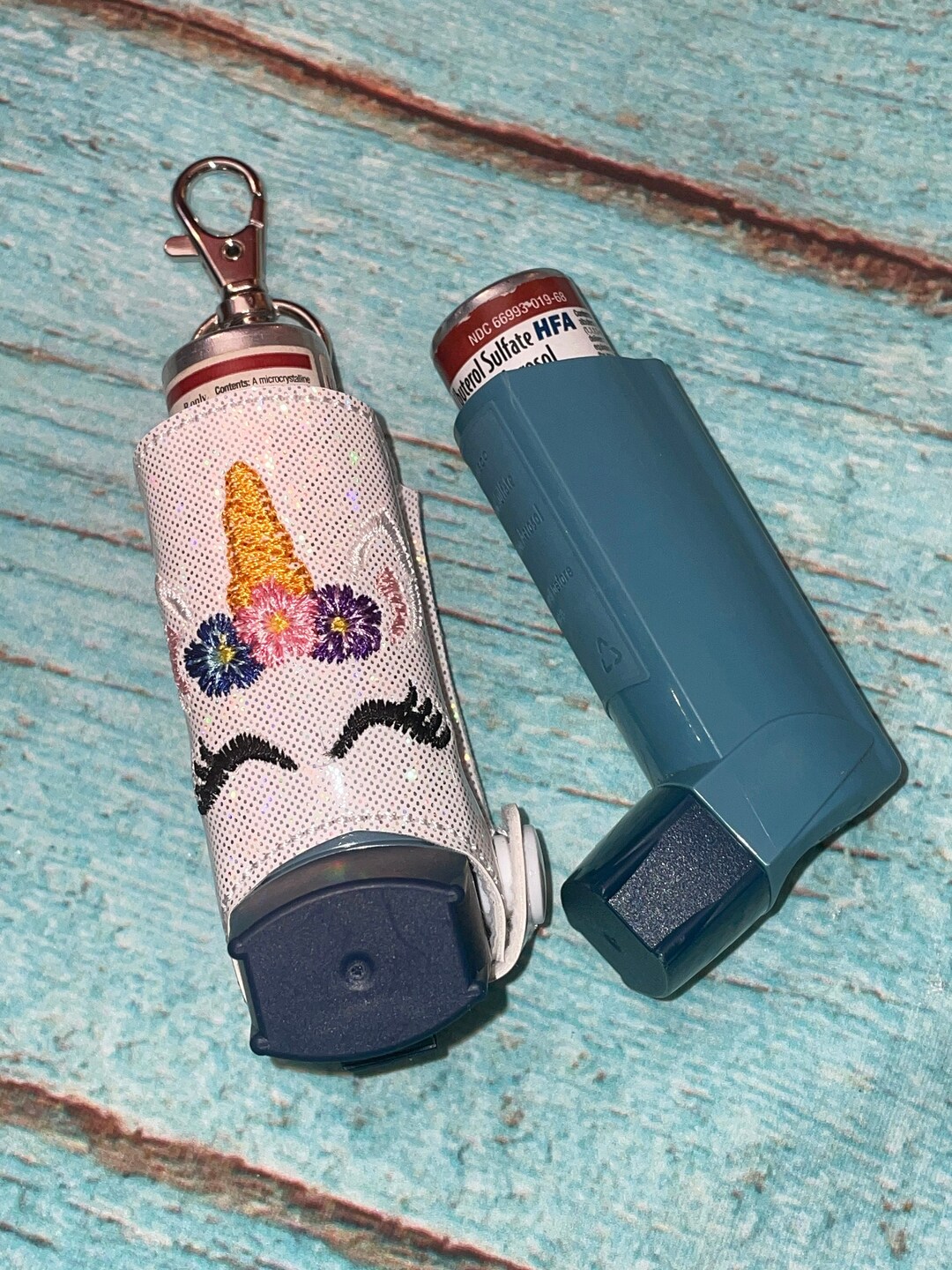 Unicorn Embroidered Inhaler Case, Inhaler Holder, Inhaler Keychain ...