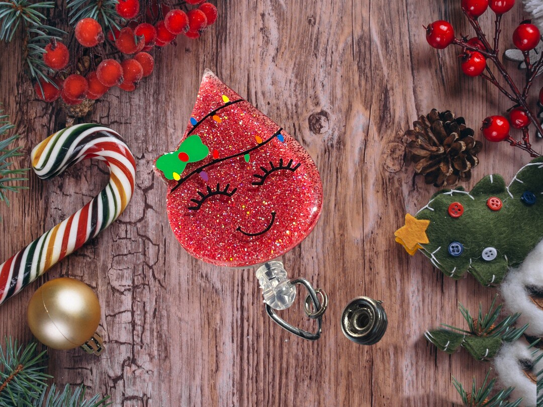 Christmas Blood Droplet Glitter Badge Reel, Cute Badge Reel, Phlebotomy ...