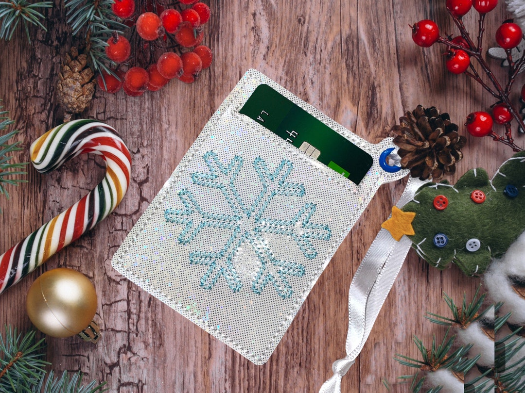 Snowflake Christmas Gift Card Holder, Custom Embroidered Gift Card ...