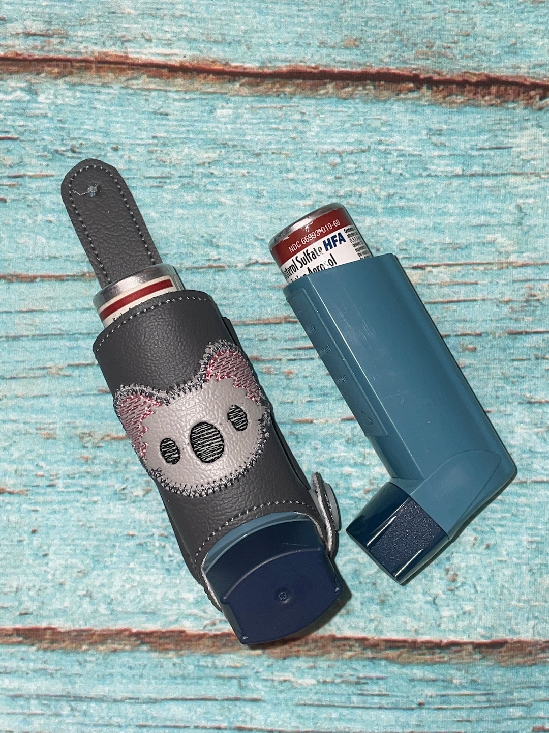 Koala Embroidered Inhaler Holder/case, Inhaler Keychain, Asthma Inhaler ...