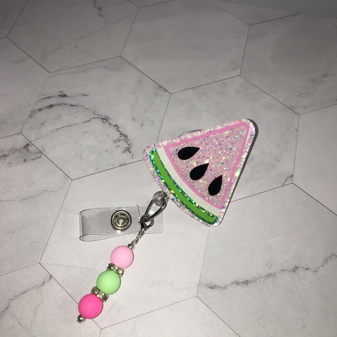Watermelon Badge Reel, Summer Food Fruit Permanent or Interchangeable ...