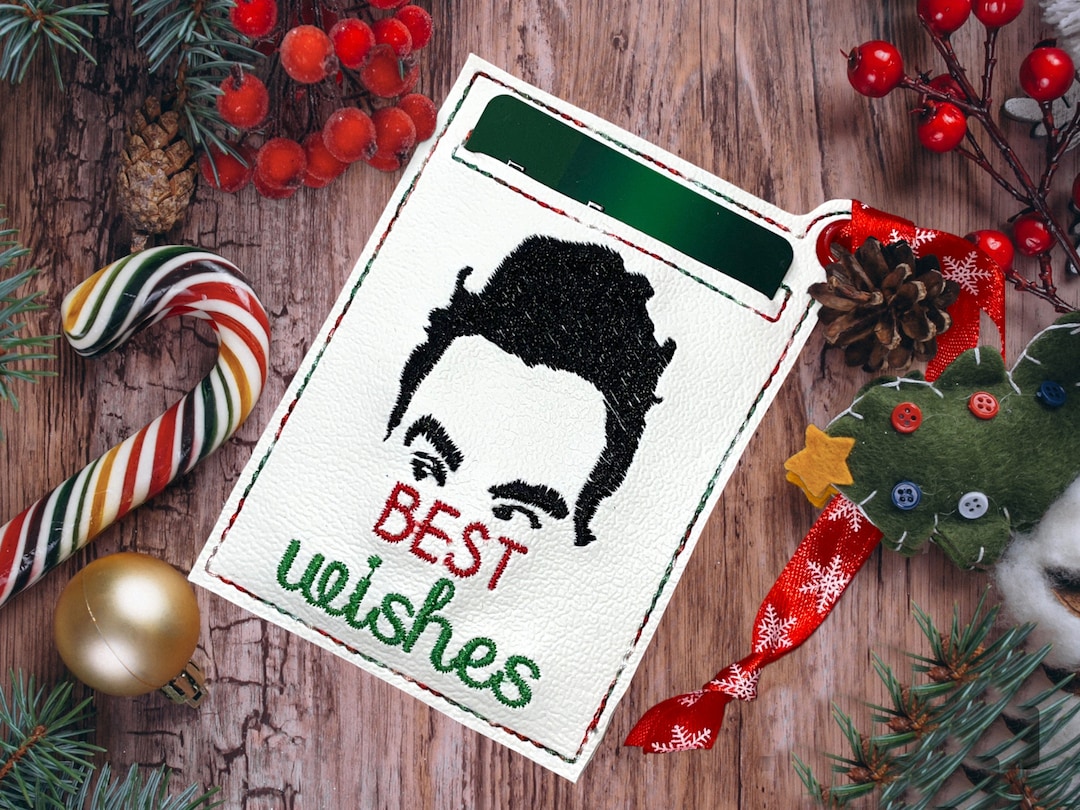 Best Wishes Christmas Gift Card Holder Custom Embroidered - Etsy