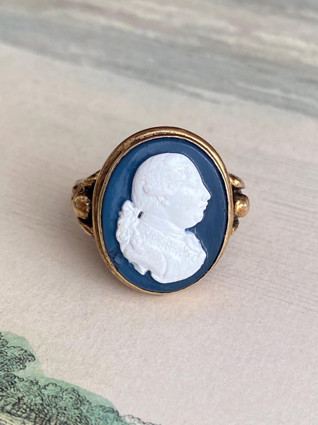 George III C. 1790 Jasperware Plaque Set in Silver Gilt Ring - Etsy