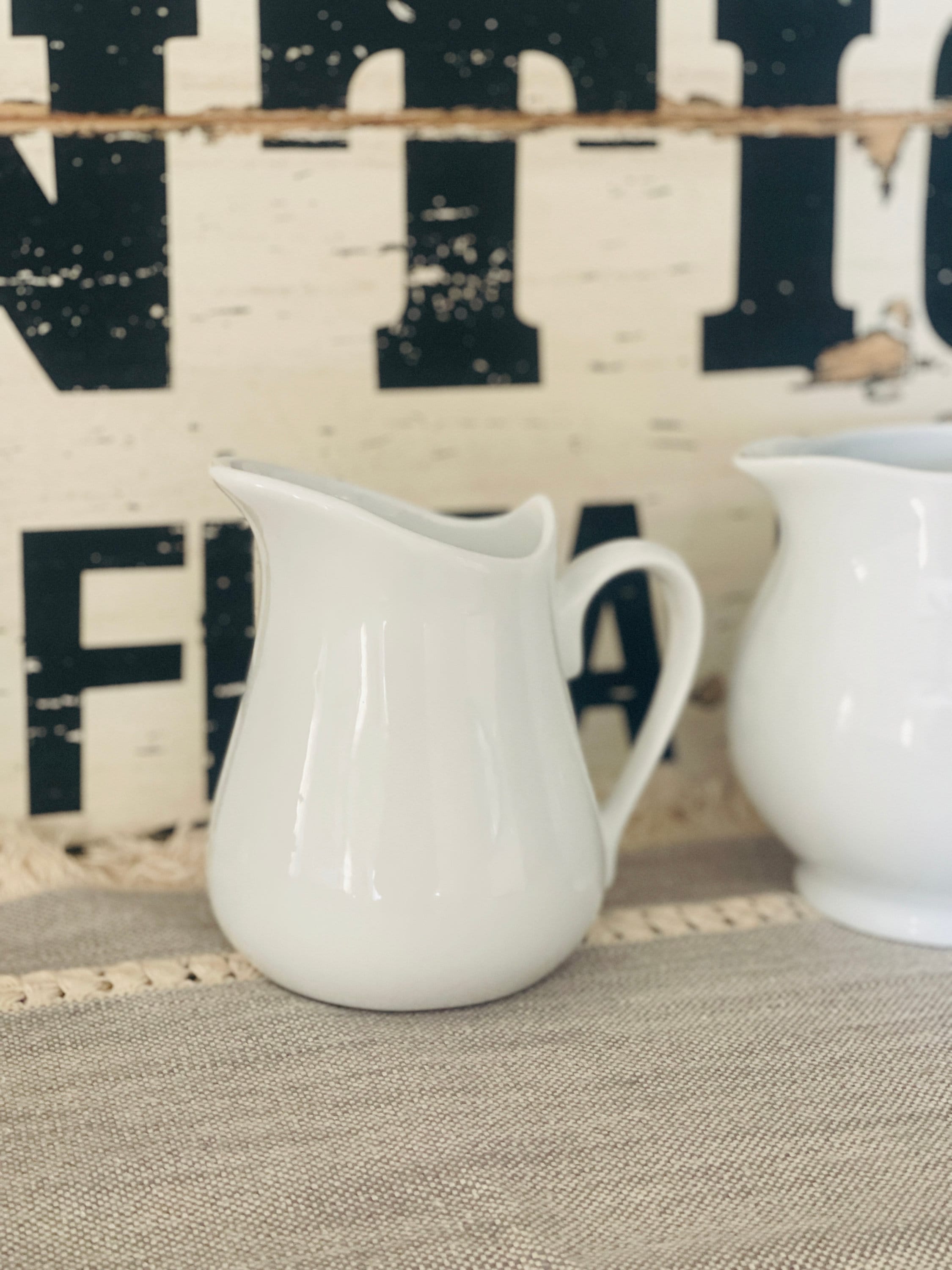Ironstone Pitchers Farmhouse Style Cottage Decor White Pitchers Vintage ...