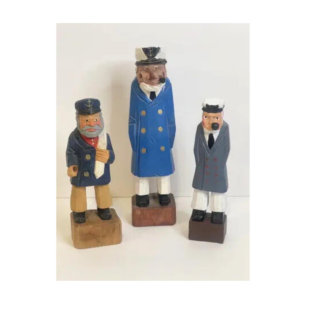 Vintage Wood Carved Seaman| Nautical Sculptures| Vintage Old Salt Sea ...