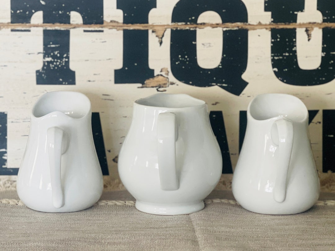 Ironstone Pitchers Farmhouse Style Cottage Decor White Pitchers Vintage ...