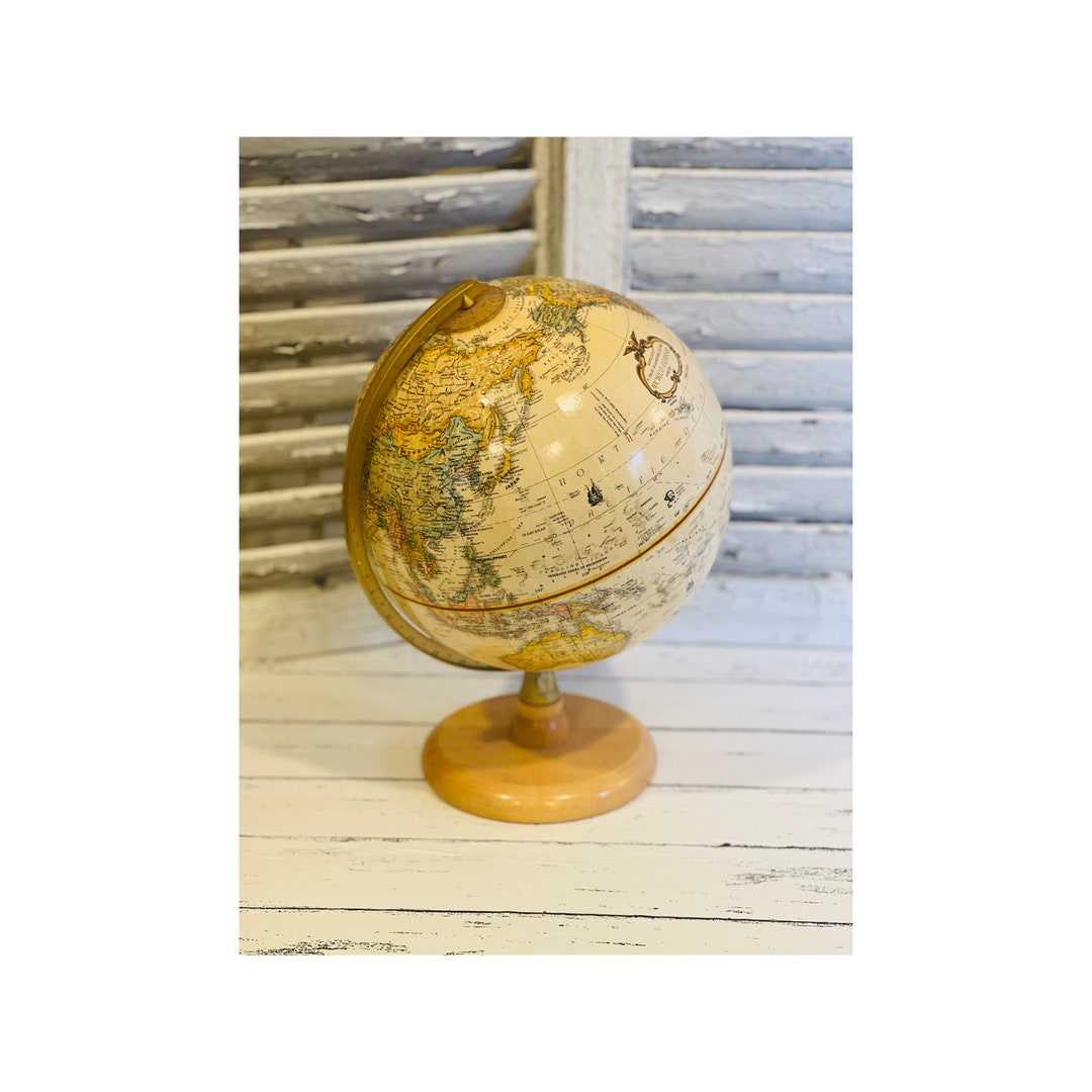 9 World Globe on Wood Base Raised Globe Classic Series Desktop World ...