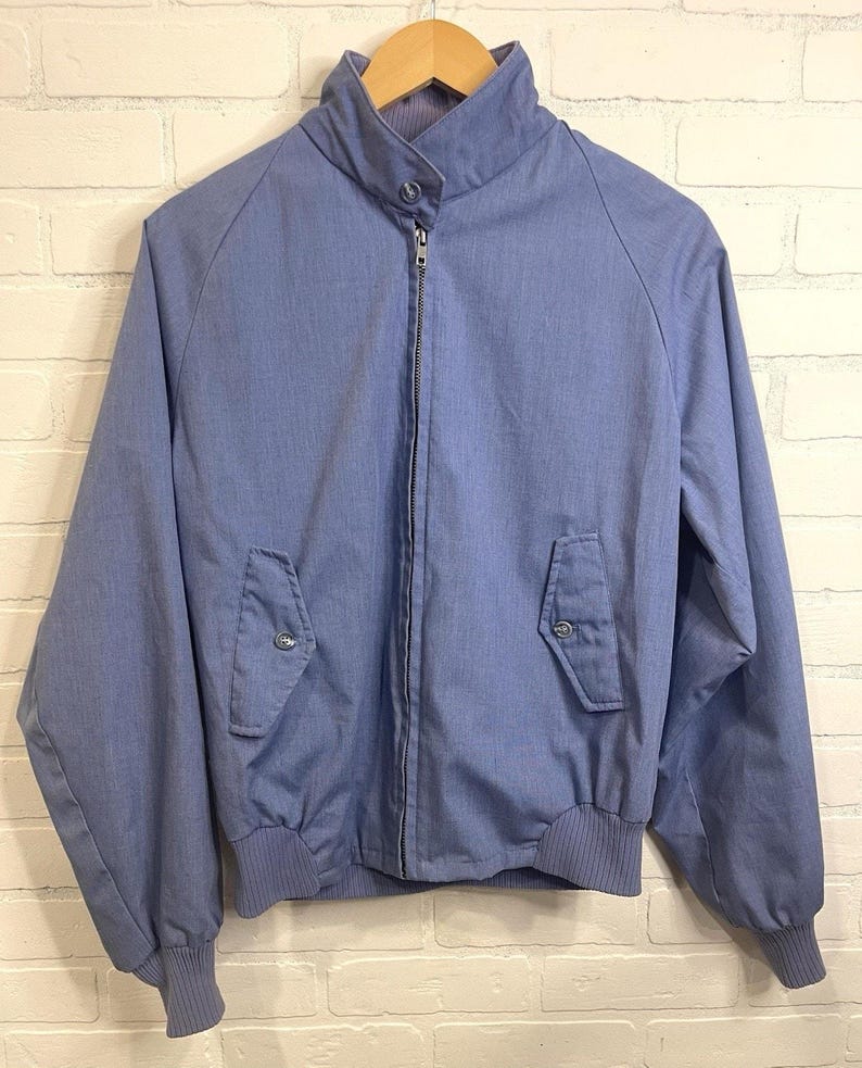 Vintage Men’s Sir Jac Jacket | Light Blue Bomber Jacket With Red Plaid ...