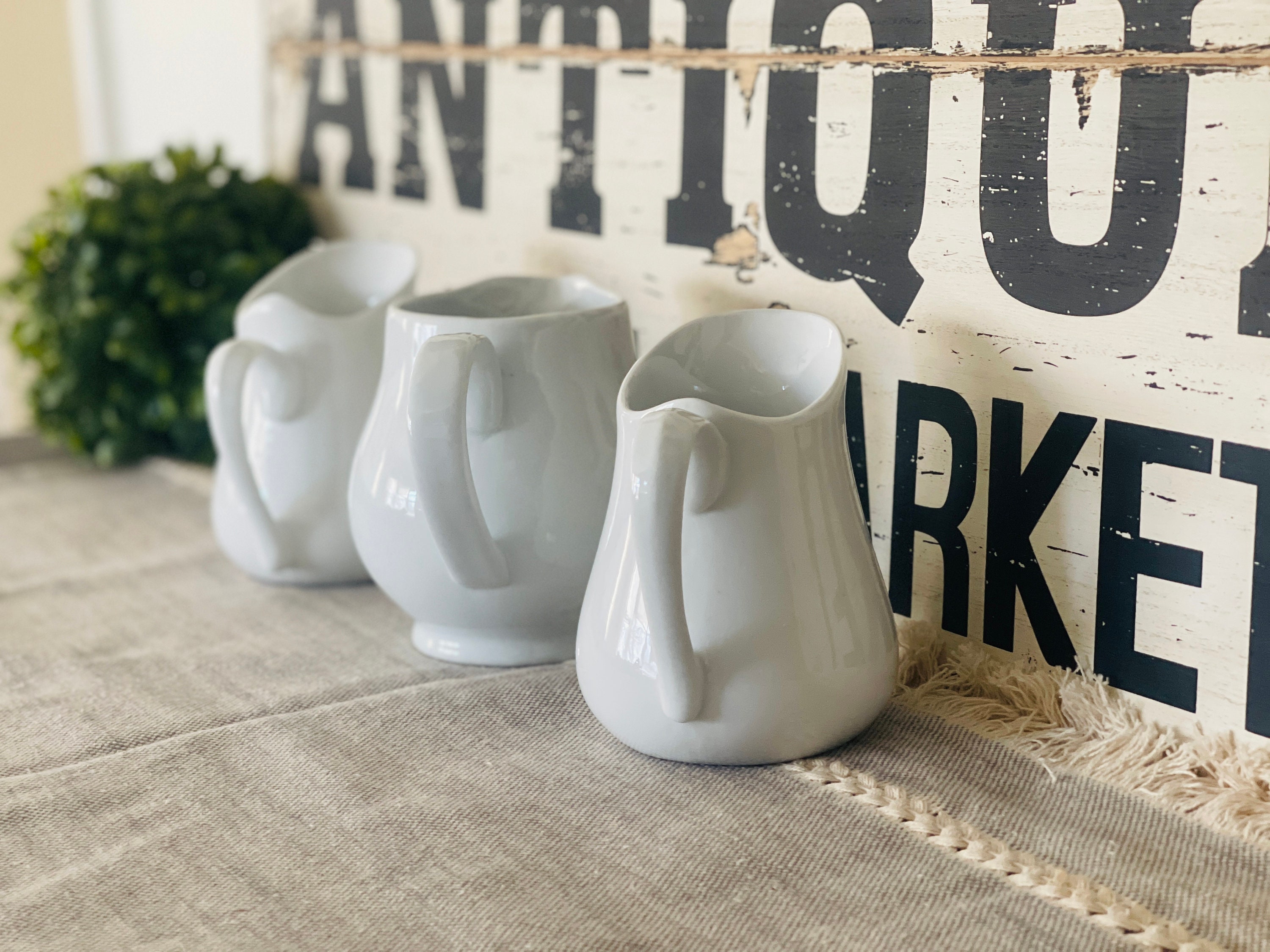 Ironstone Pitchers Farmhouse Style Cottage Decor White Pitchers Vintage ...