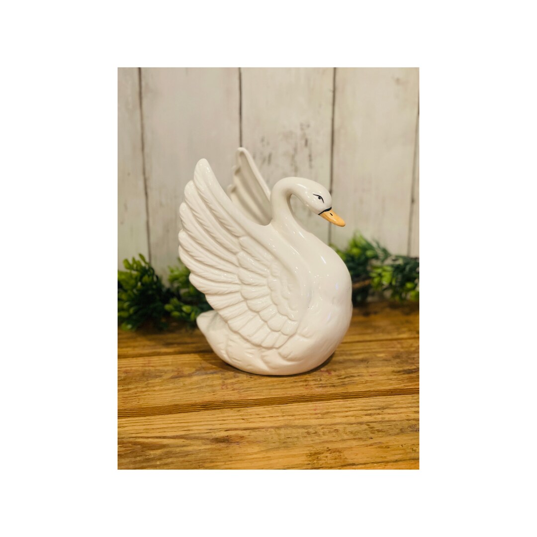 Ceramic Swan Planter Swan Decor White Swan Swan Home Decor and Planter ...