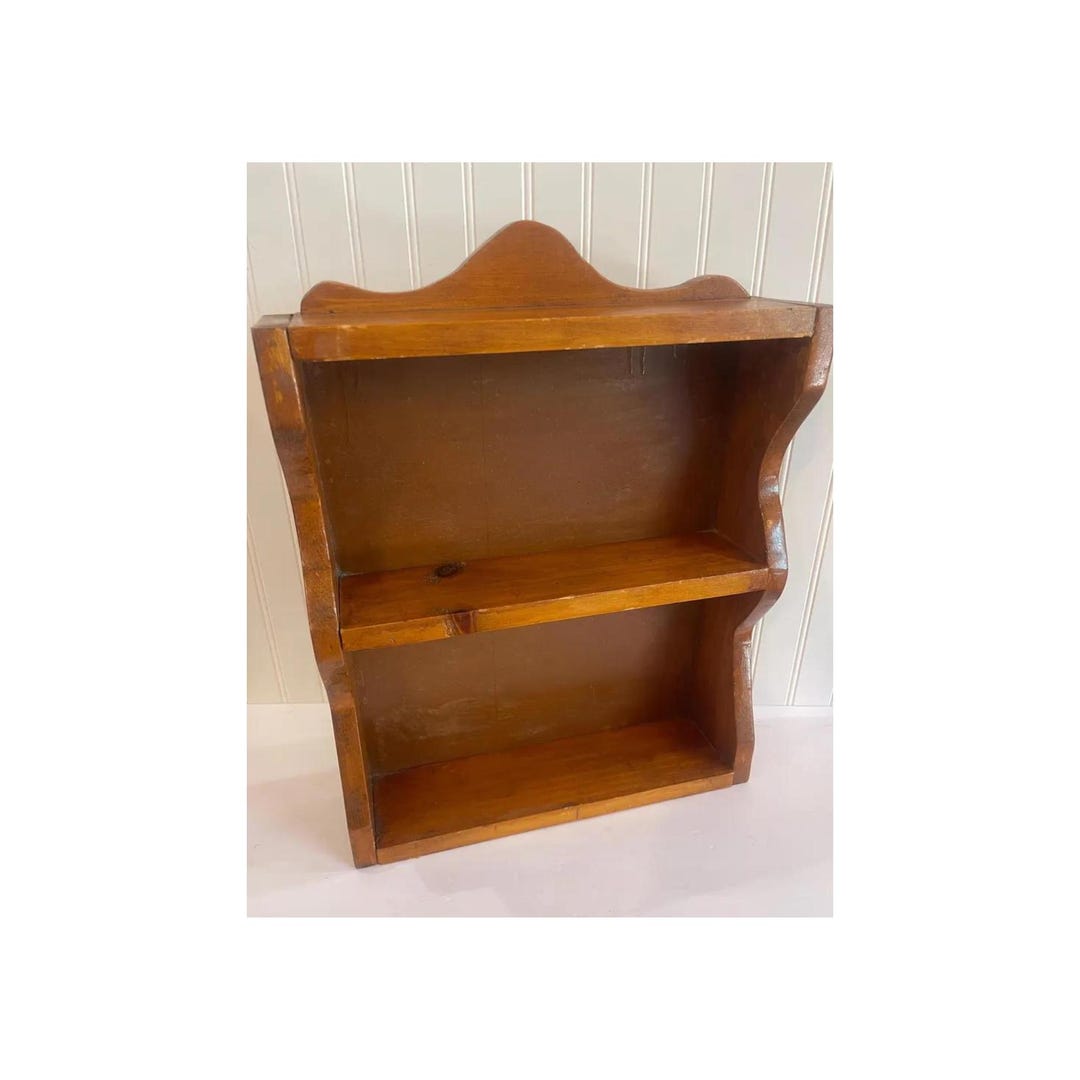 Vintage Wooden Shelf Two Shelf Cabinet Vintage Shelving Solid Wood ...