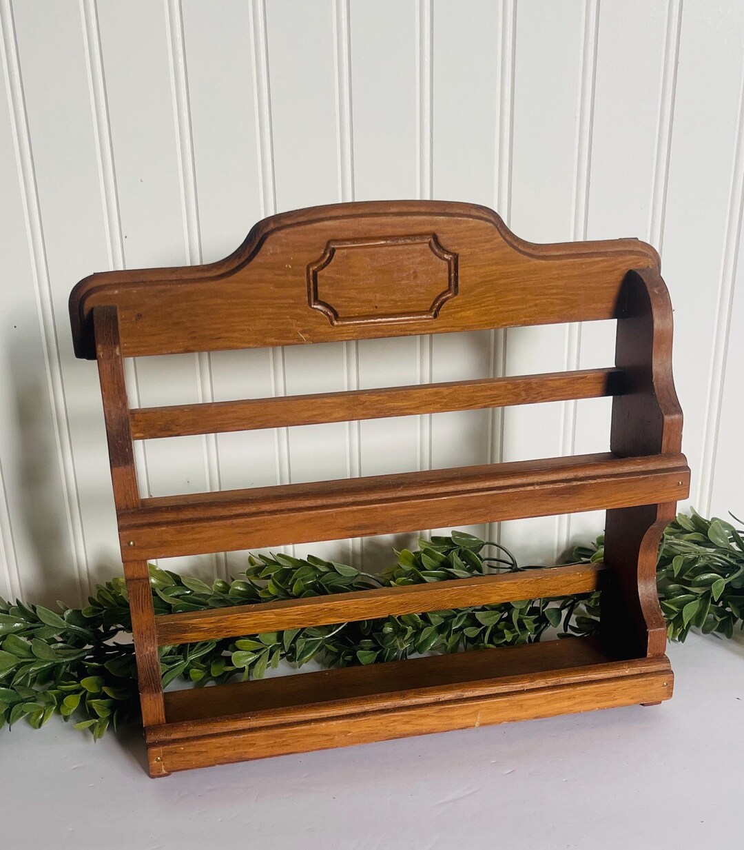 Vintage Wooden Spice Rack Two Shelf Rack Vintage Spice Rack Solid Wood ...