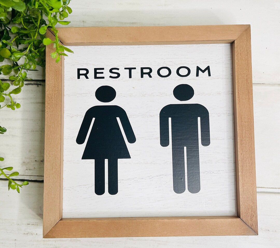 Restroom Sign Wood Framed Sign Boy Girl Sign Farmhouse Style 6x6 ...